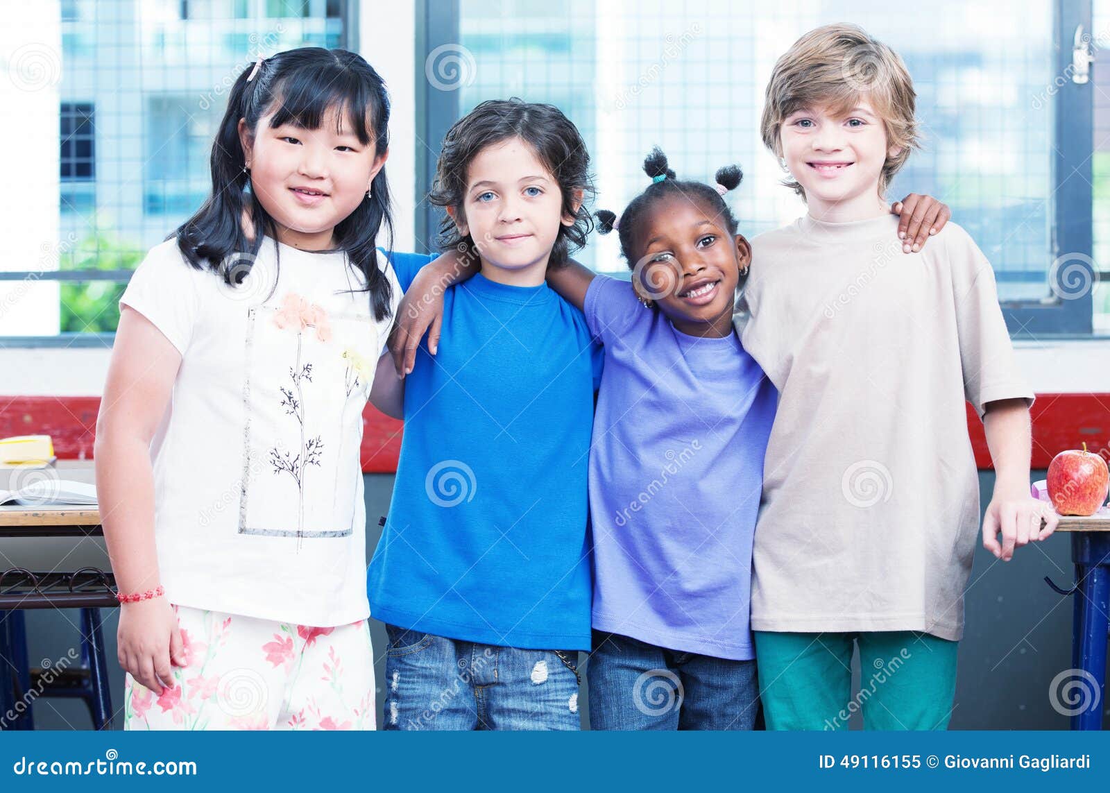 Happy Kids in Classroom. Multirace Concept Stock Image - Image of girl ...