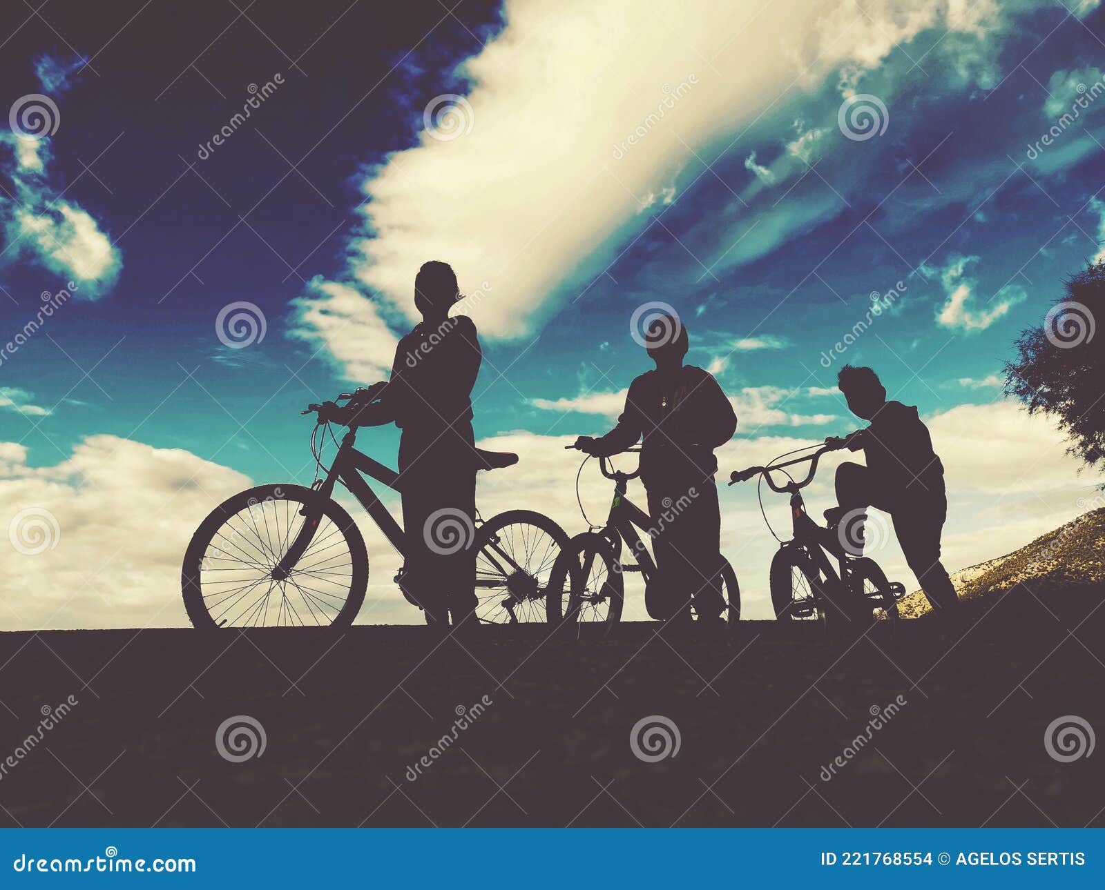 Happy Kids cycling stock photo. Image of sports, happy - 221768554