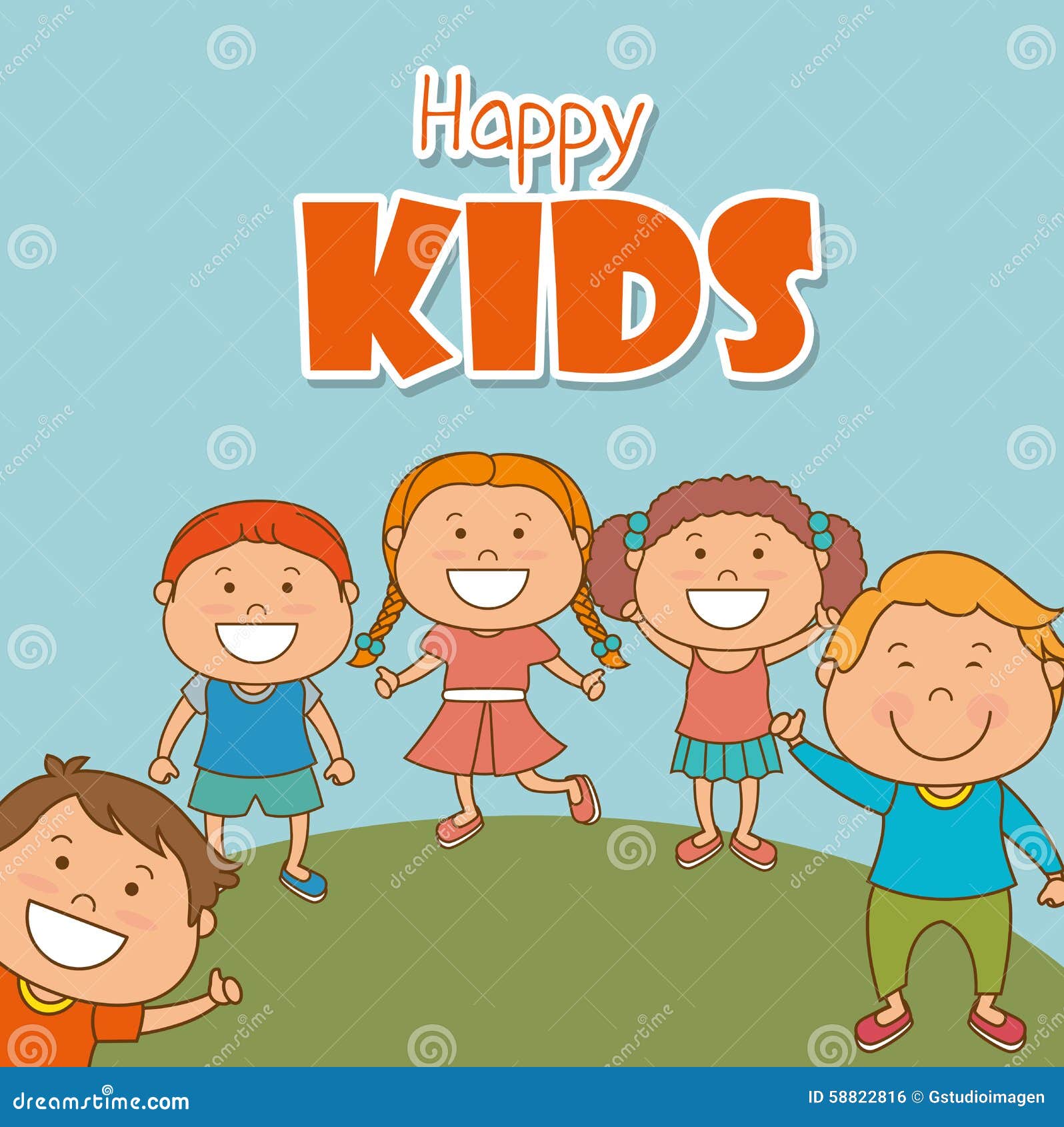 Happy kids design. stock vector. Illustration of team - 58822816