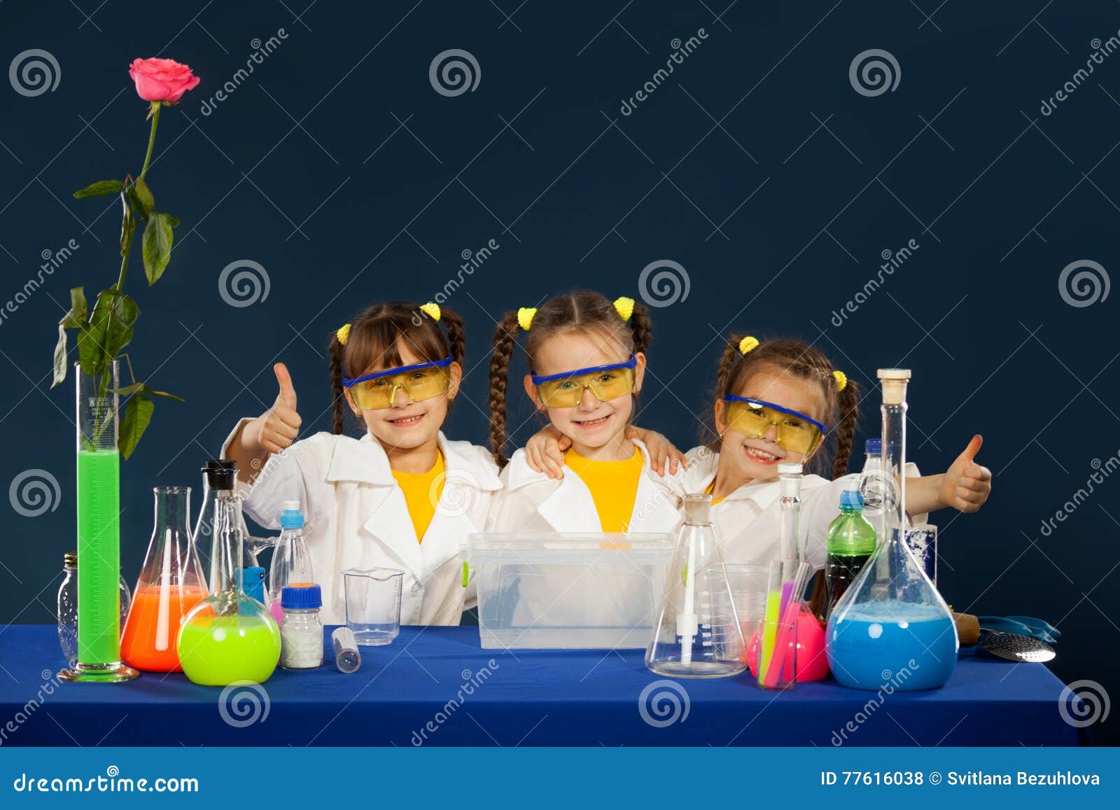 Happy Kids Doing Science Experiments in the Laboratory. Stock Photo ...