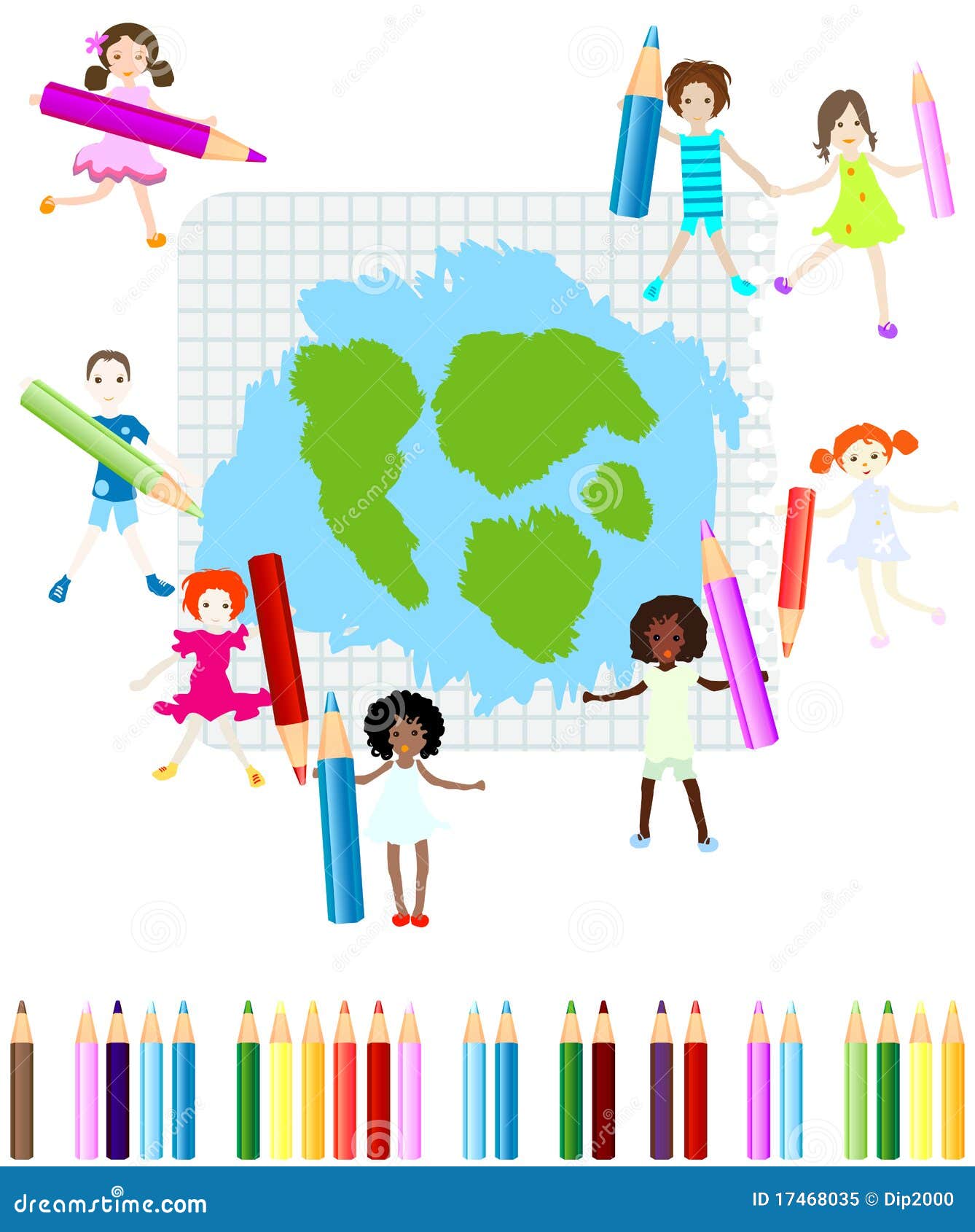 Happy kids drawing stock vector. Illustration of preschool - 17468035