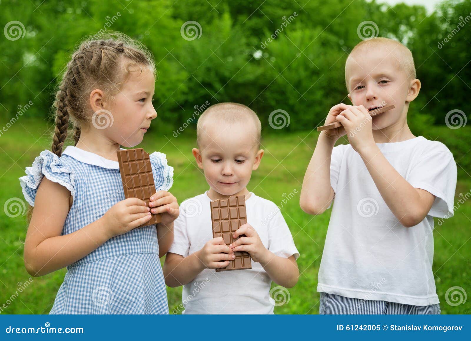 Happy Kids Eating Chocolate Stock Image - Image of enjoyment, eating ...