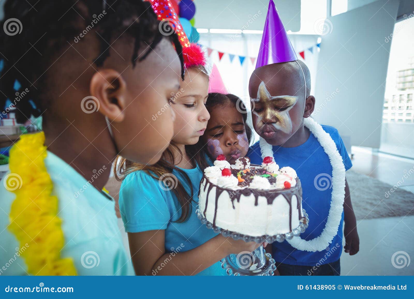 Happy Kids Gathered Together Stock Image - Image of male, indoors: 61438905