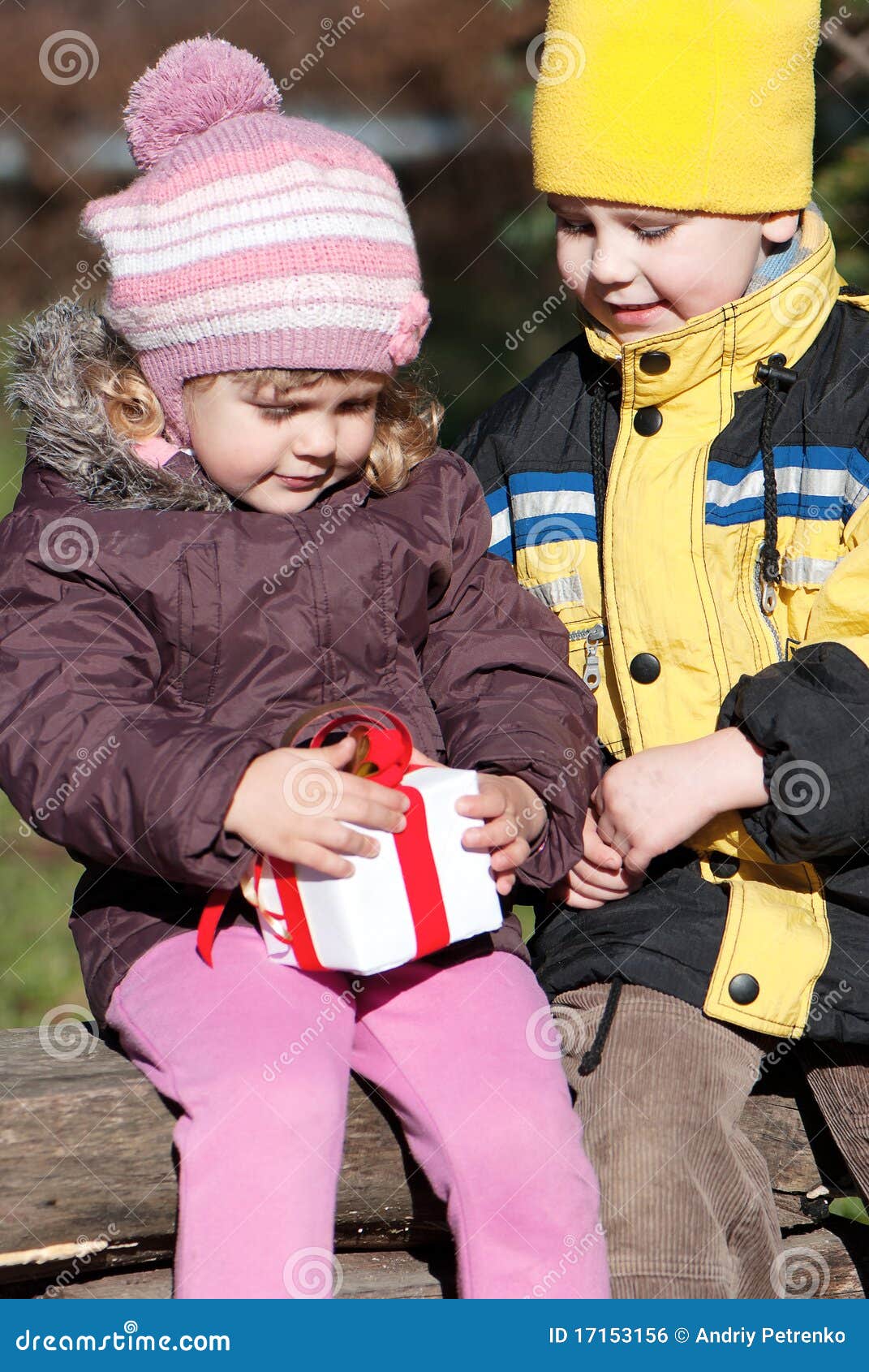 Happy kids with gift stock photo. Image of happy, girl - 17153156
