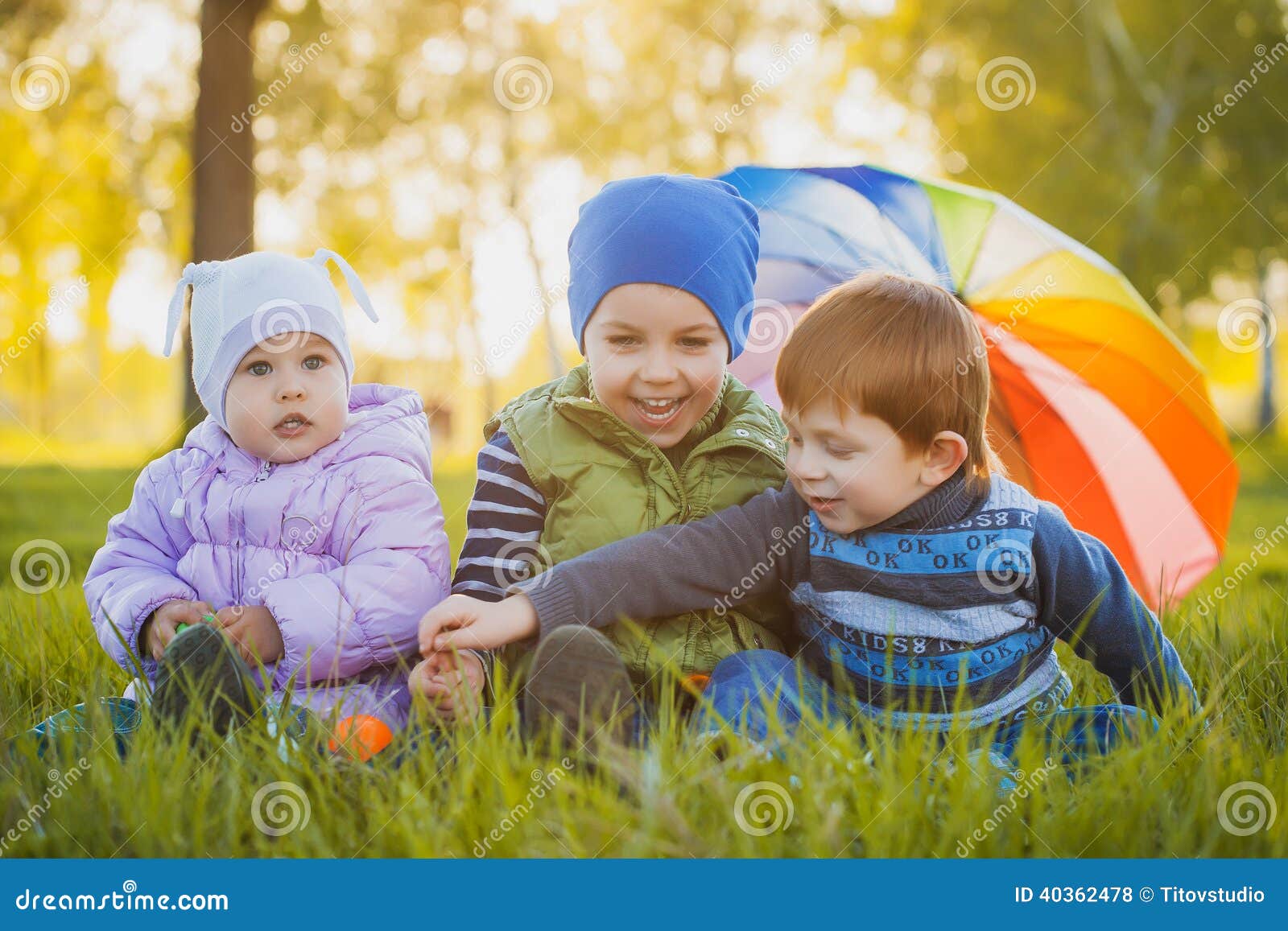 Happy Kids Have Fun in Outdoors Park Stock Photo - Image of natural ...