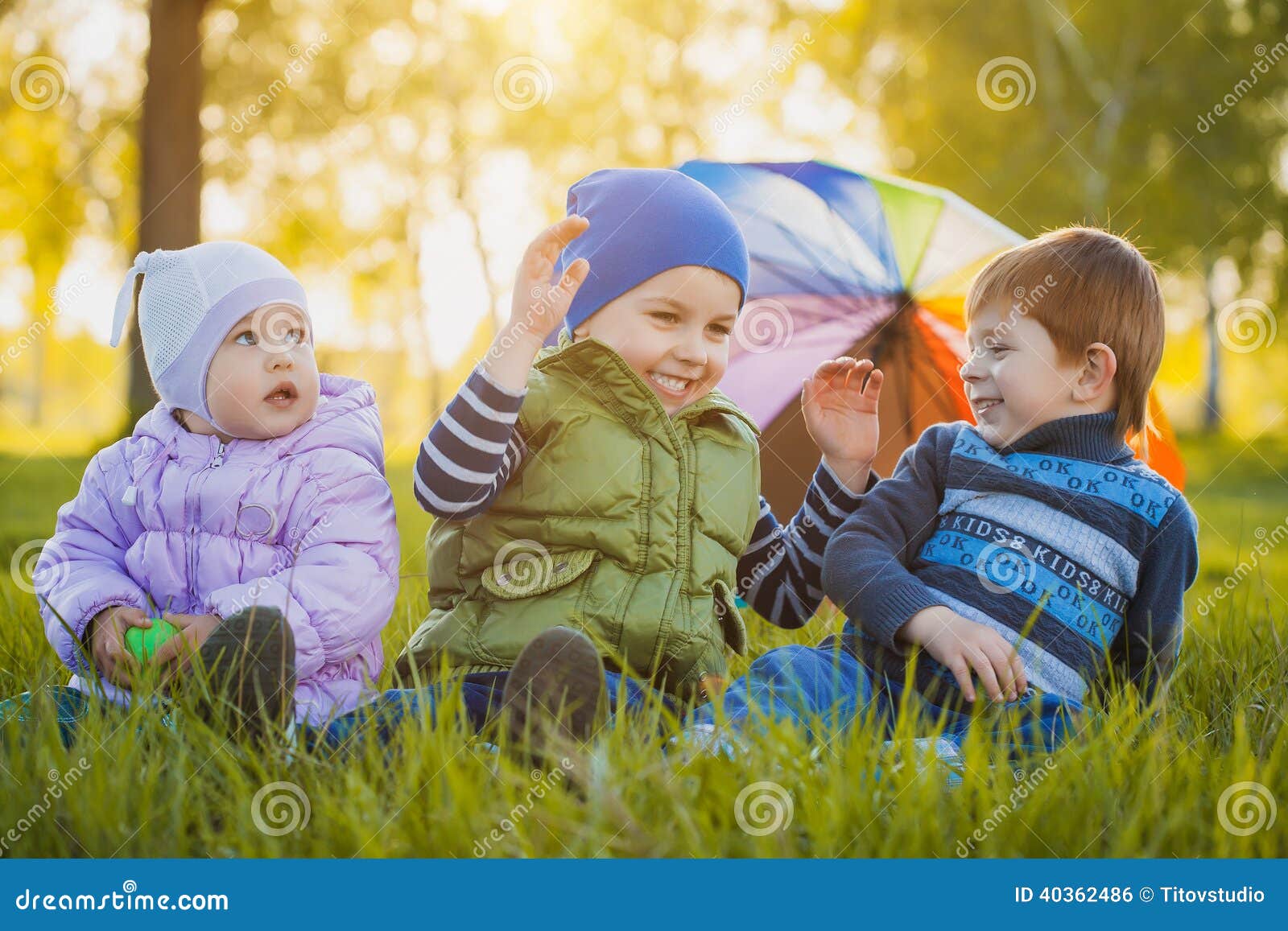 Happy Kids Have Fun in Outdoors Park Stock Photo - Image of grass, play ...