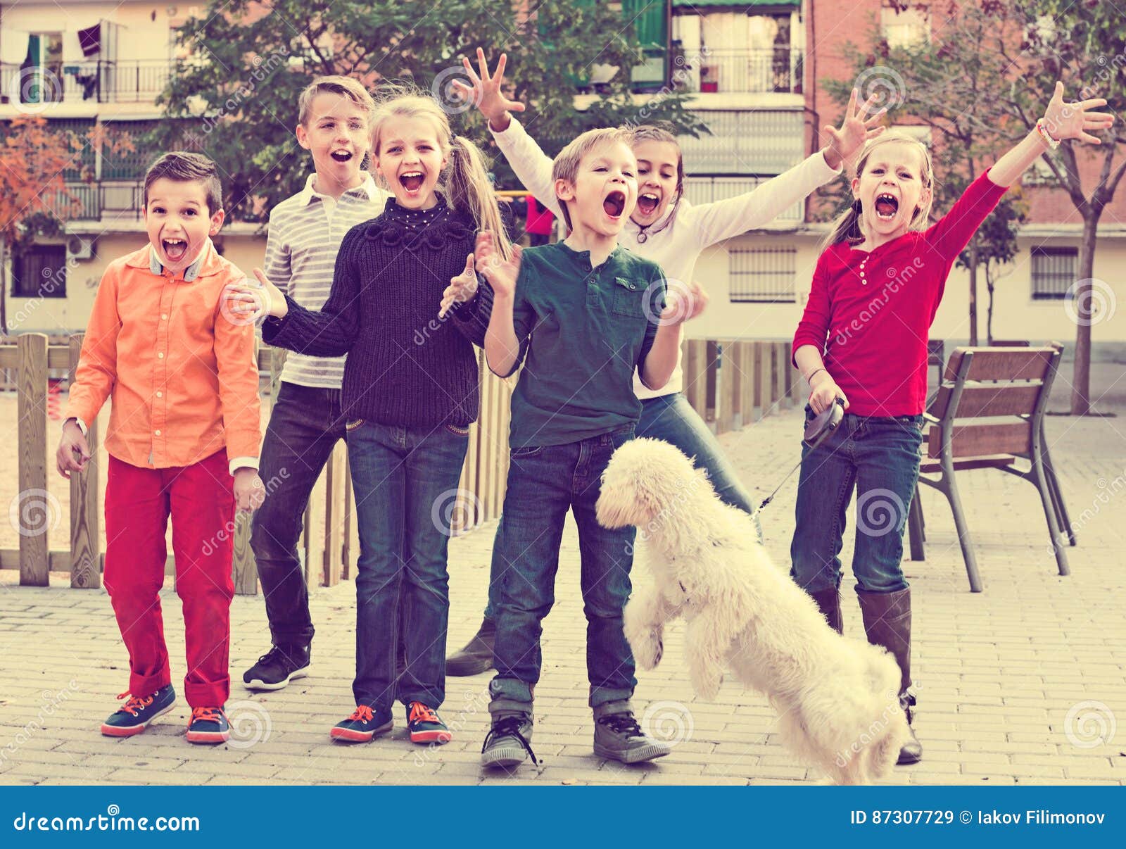 Happy Kids Having Fun and Jumping Up Stock Image - Image of leap ...