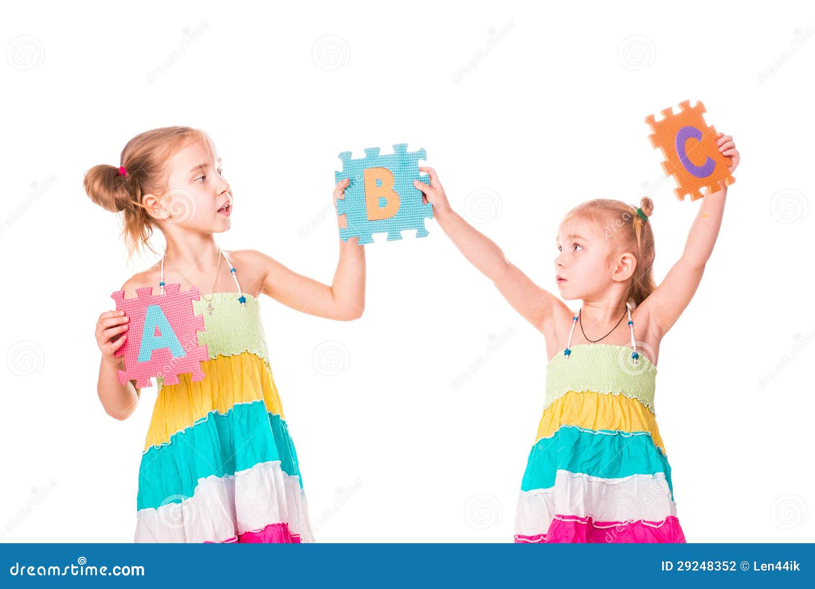 Happy Kids Holding Alphabet Letters ABC Stock Photo - Image of book ...