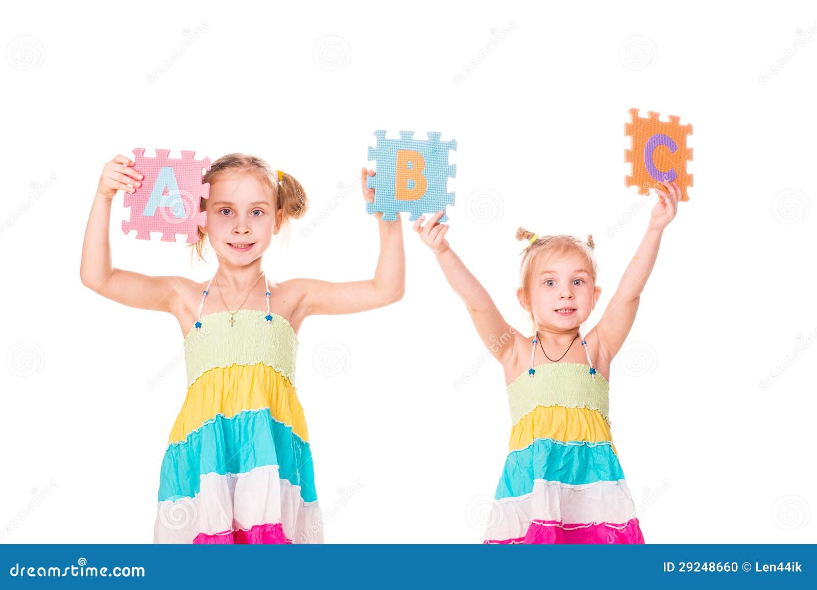 Happy Kids Holding Alphabet Letters ABC Stock Photo - Image of isolated ...