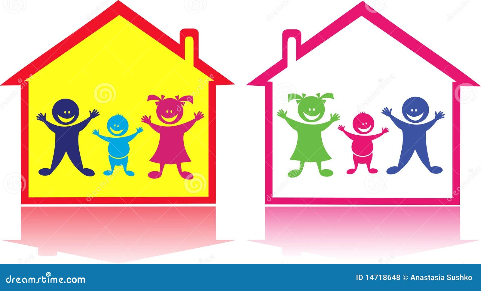 Happy kids in the home. stock vector. Illustration of parents - 14718648