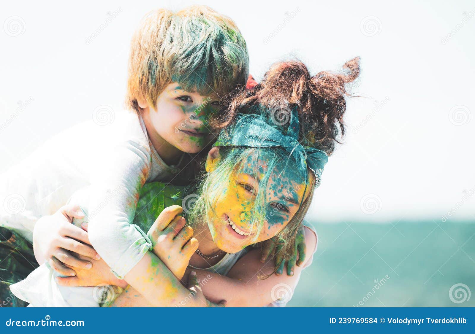 Happy Kids Hugging and Having Fun Outside. Stock Photo - Image of ...