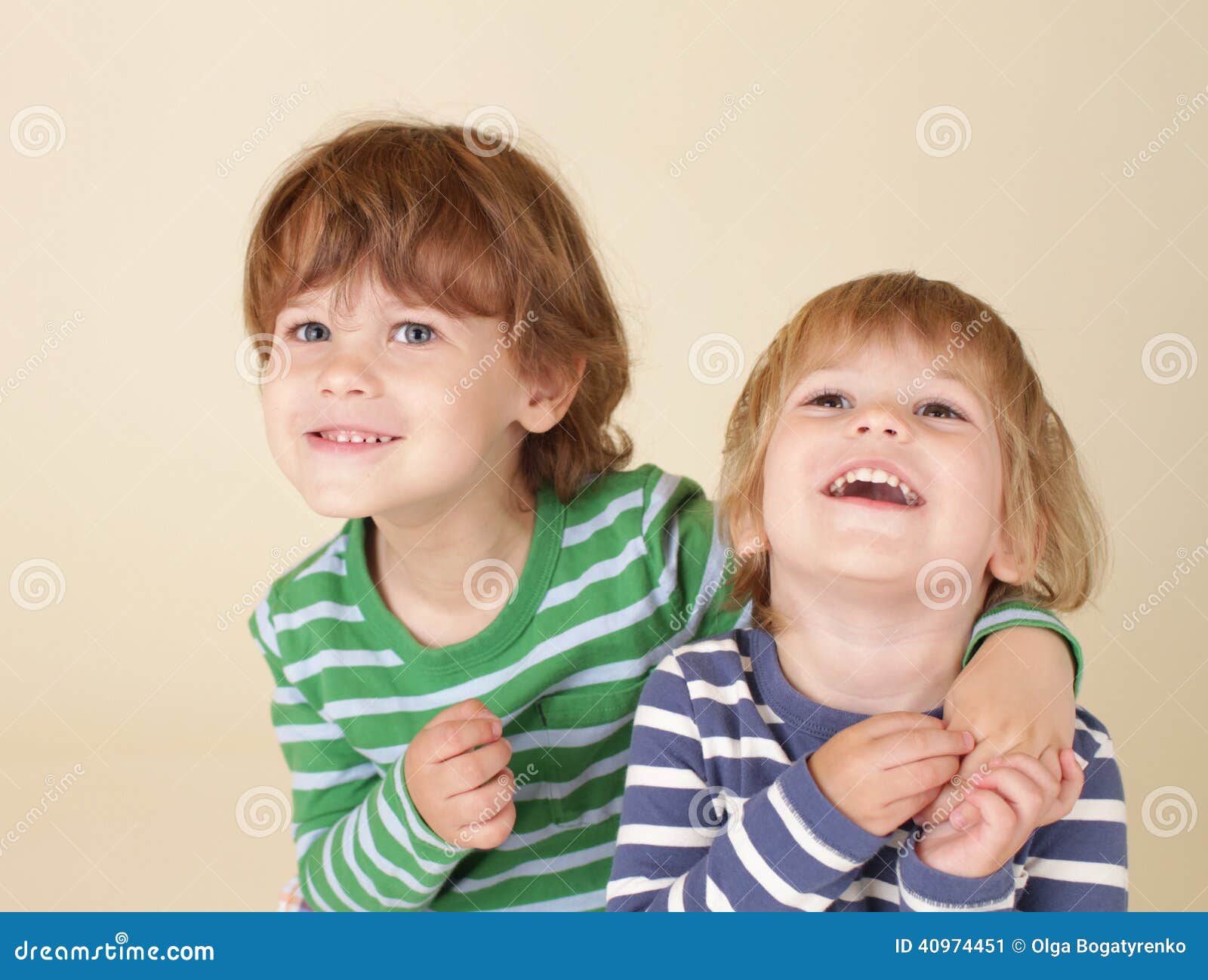 Happy Kids Hugging and Smiling Stock Image - Image of shorts, boys ...