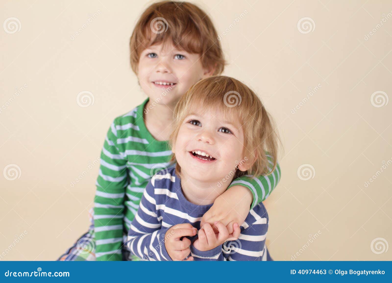 Happy Kids Hugging and Smiling Stock Image - Image of kids, children ...