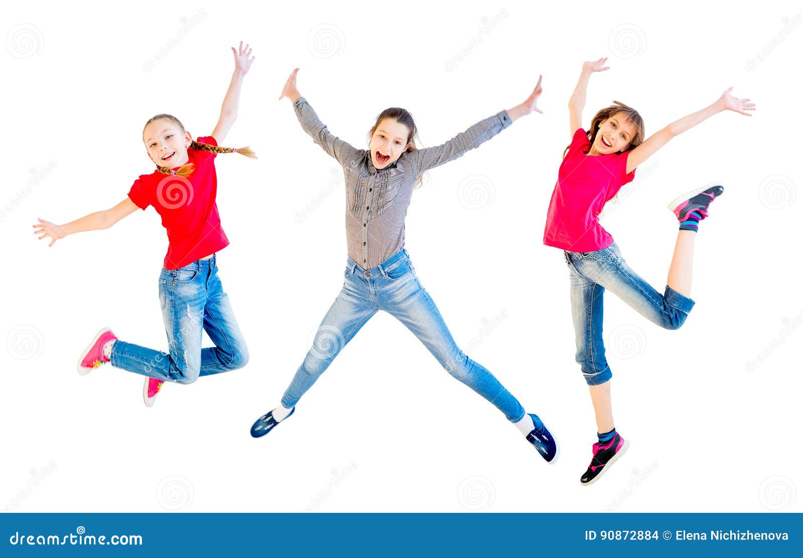 Happy kids jumping stock photo. Image of cheerful, motion - 90872884