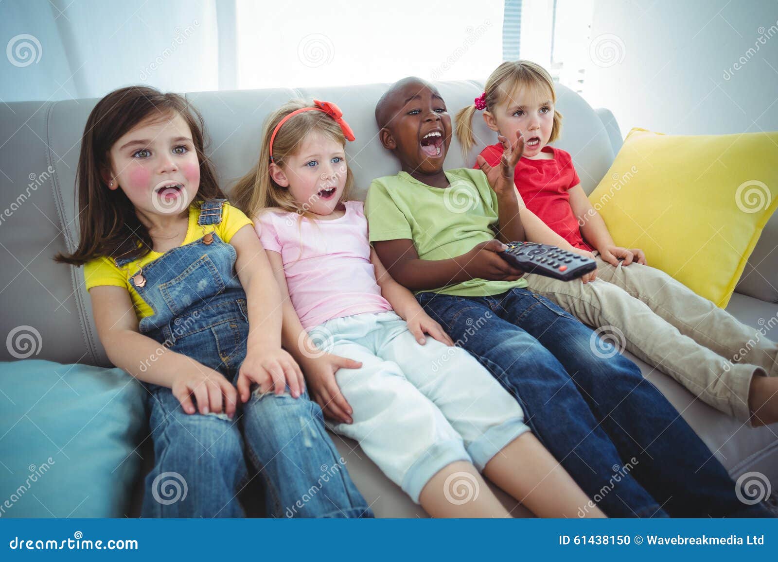Happy Kids Laughing while Sitting Down Stock Photo - Image of happy ...