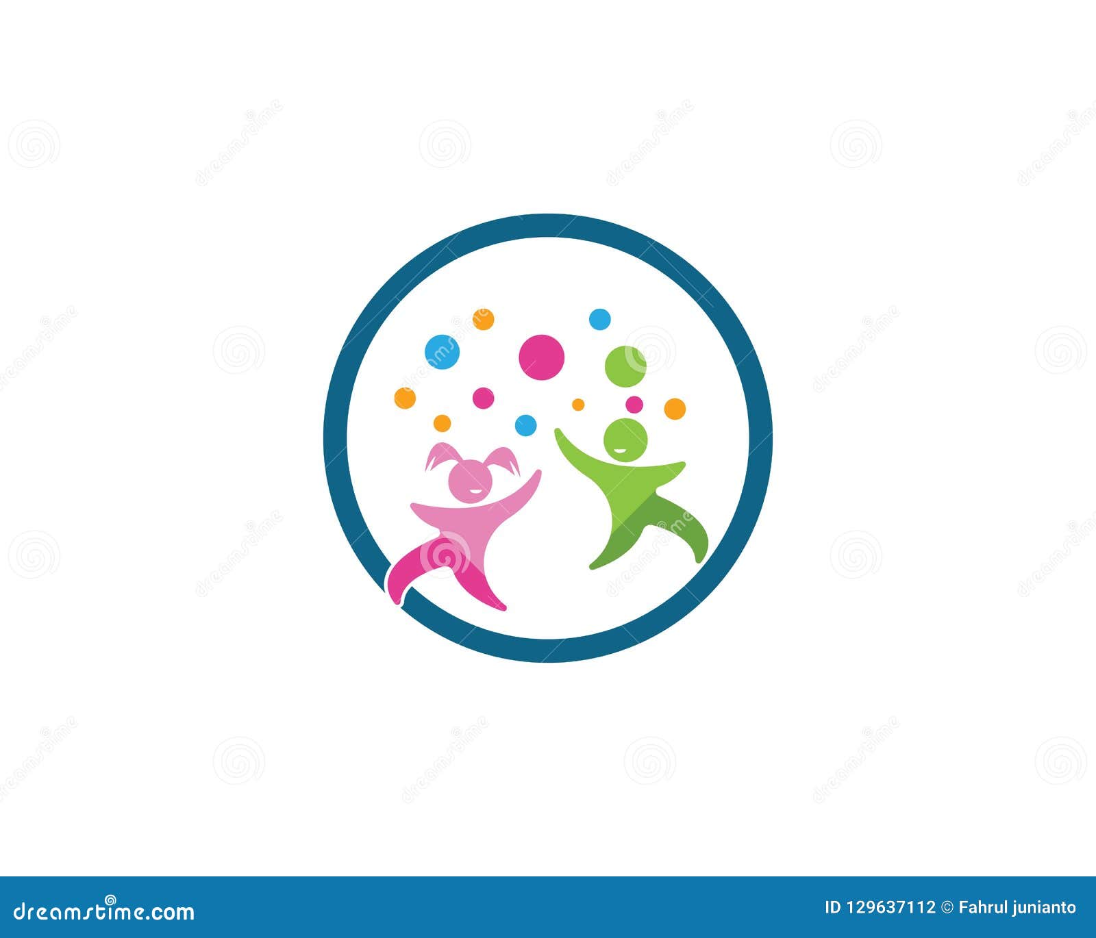 Happy Kids Logo Vector Illustration Stock Vector - Illustration of ...