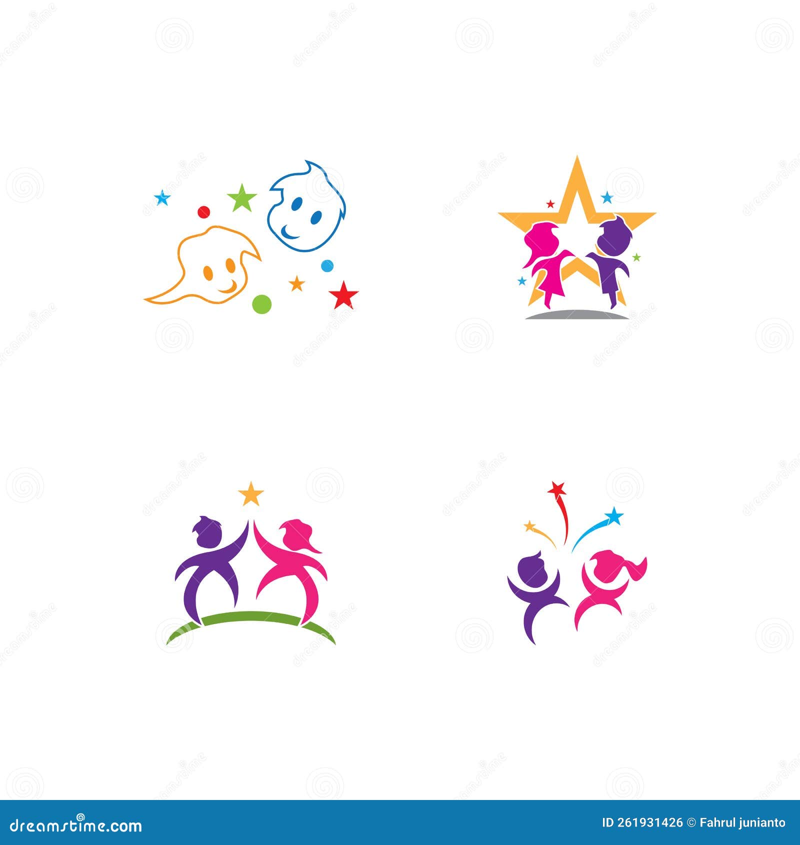 Happy Kids Logo Vector Template Illustration Stock Illustration ...
