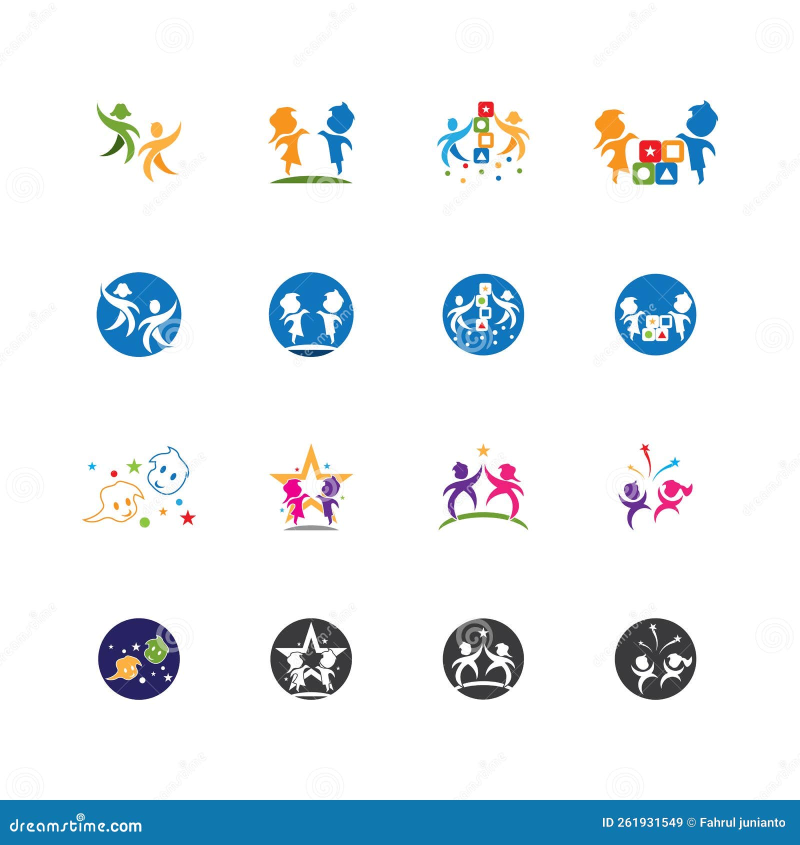 Happy Kids Logo Vector Template Illustration Stock Illustration ...