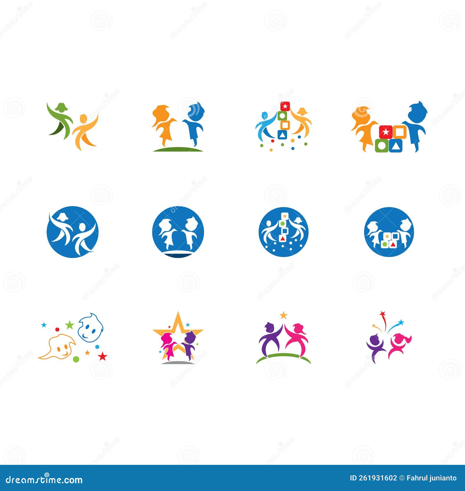 Happy Kids Logo Vector Template Illustration Stock Illustration ...