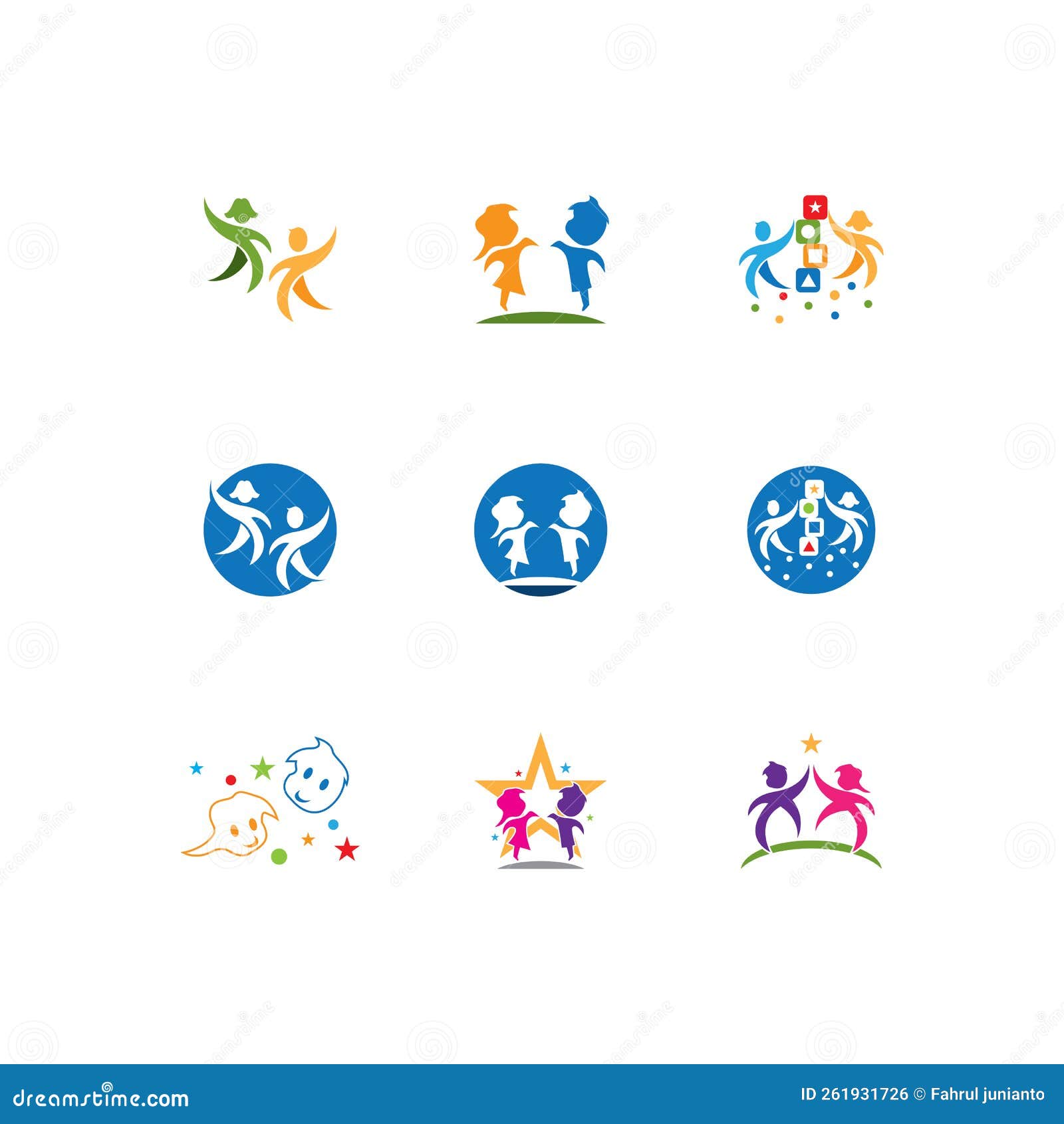 Happy Kids Logo Vector Template Illustration Stock Illustration ...