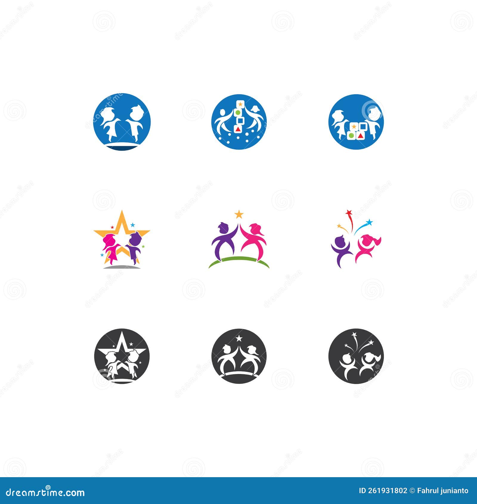 Happy Kids Logo Vector Template Illustration Stock Illustration ...