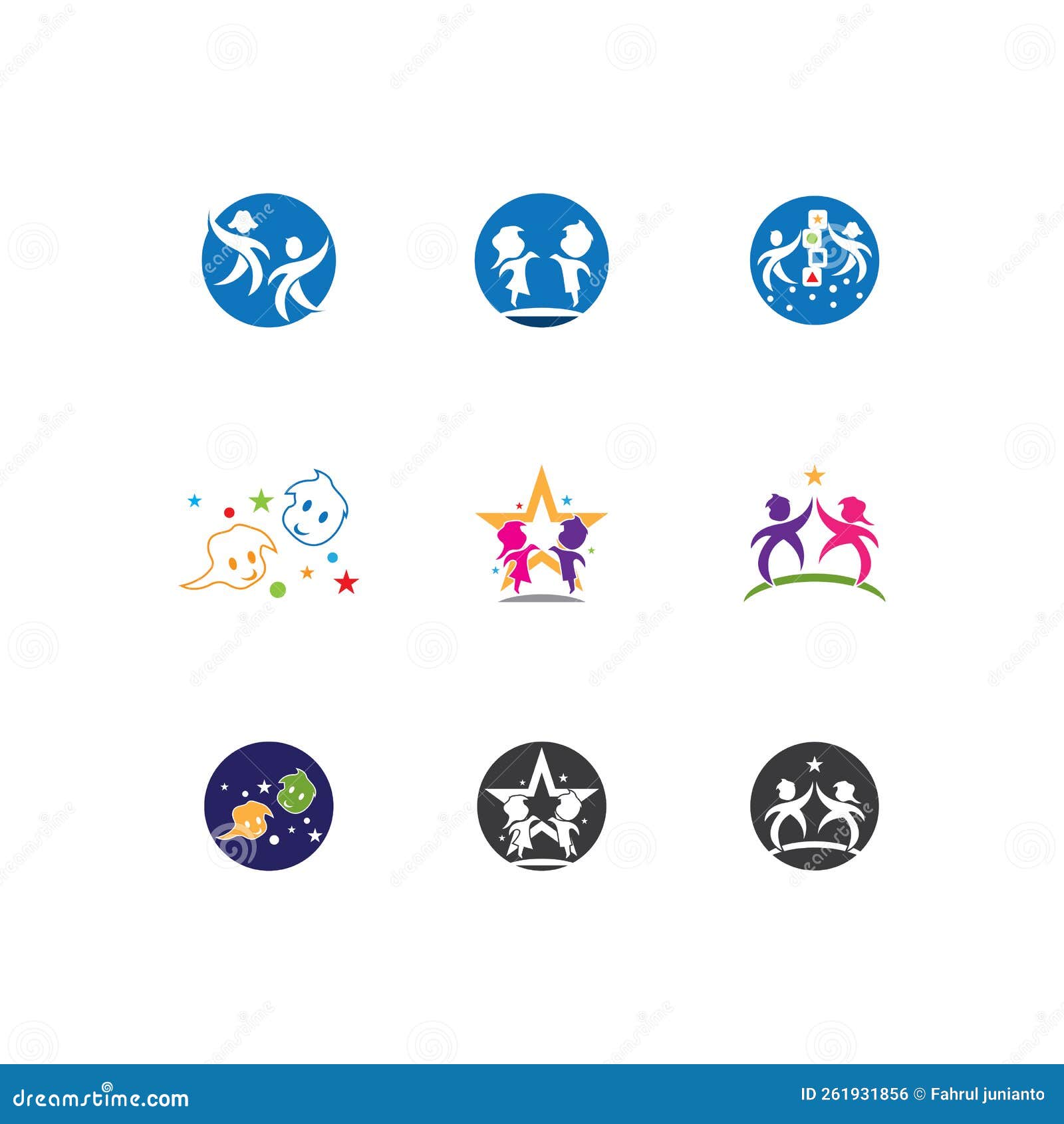 Happy Kids Logo Vector Template Illustration Stock Illustration ...