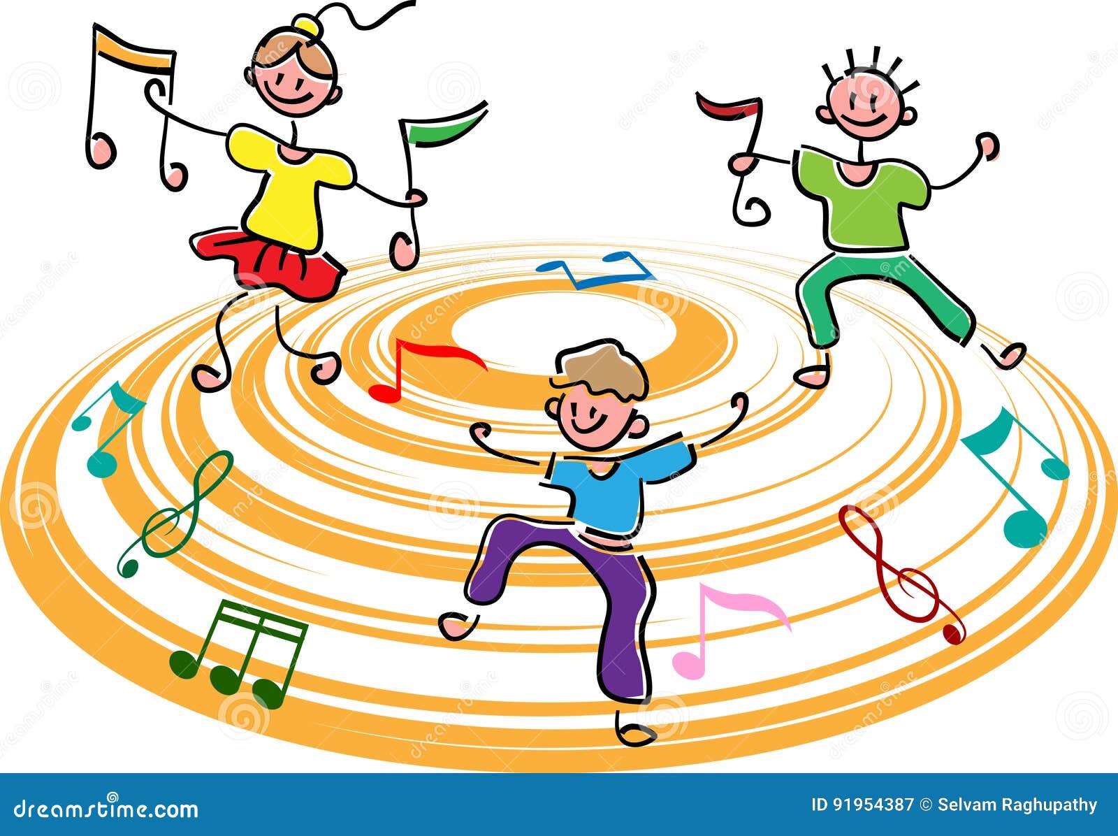 Happy Kids with Musical Notes Stock Vector - Illustration of musical ...