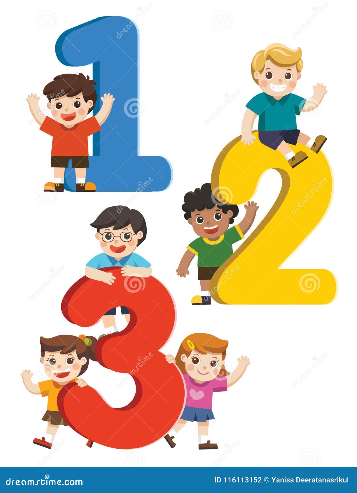 Happy Kids With Numbers. Vector Illustration | CartoonDealer.com #116113152