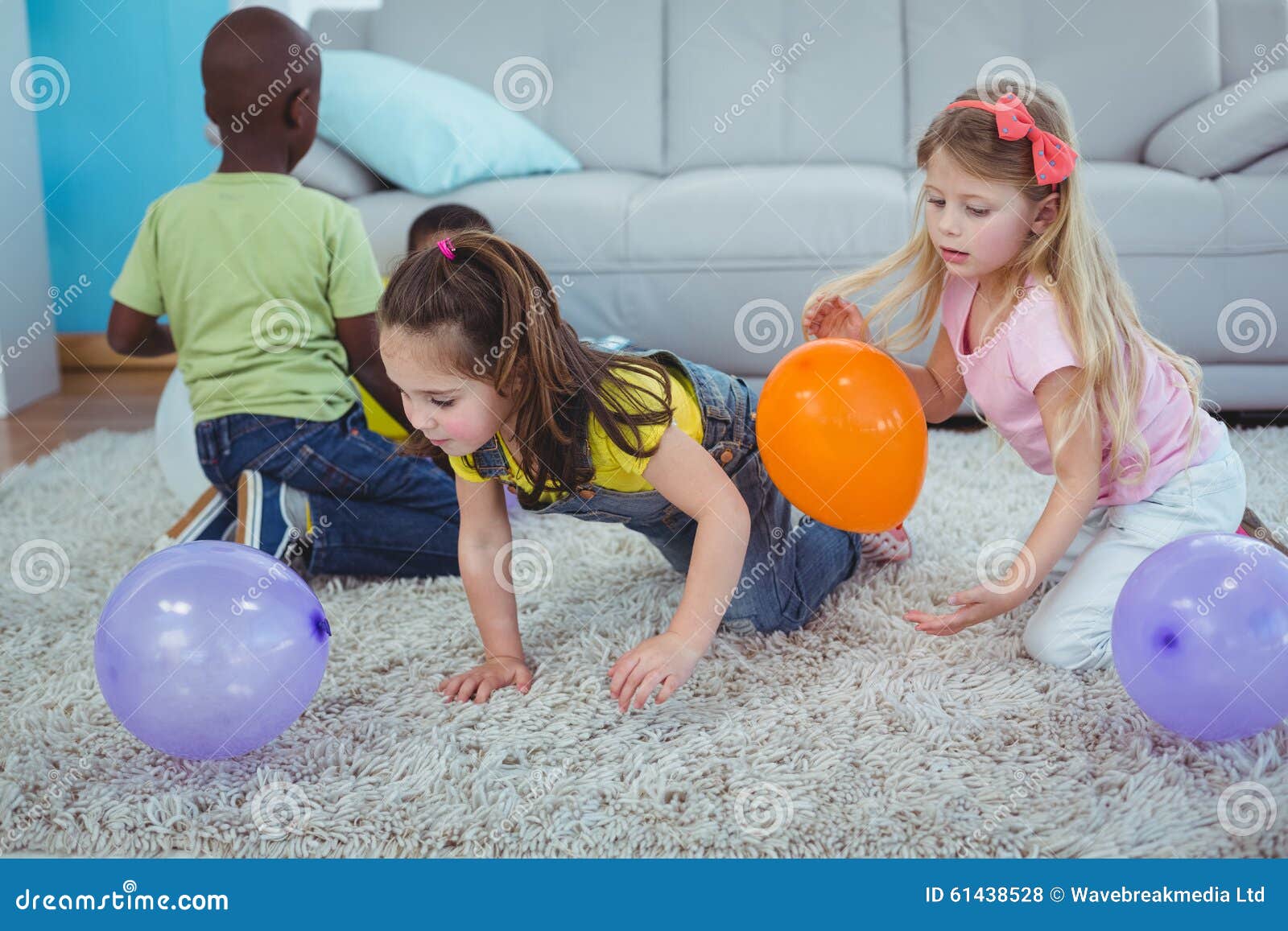 Happy Kids Playing with Balloons Stock Photo - Image of lounge, happy ...