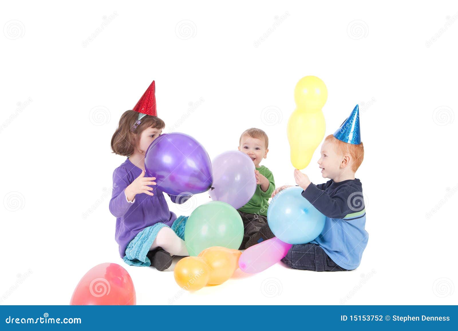 Happy Kids Playing with Balloons at Party Stock Photo - Image of ...