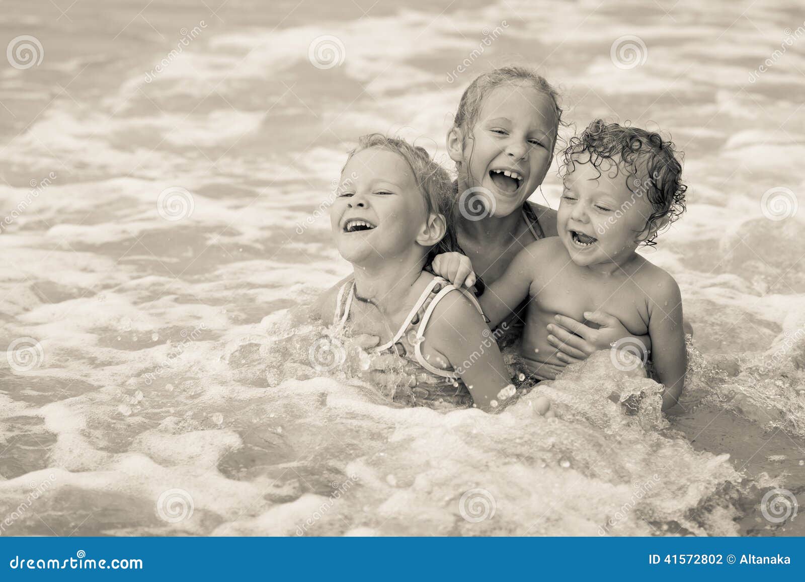 Happy Kids Playing on Beach Stock Photo - Image of playing, cheerful ...