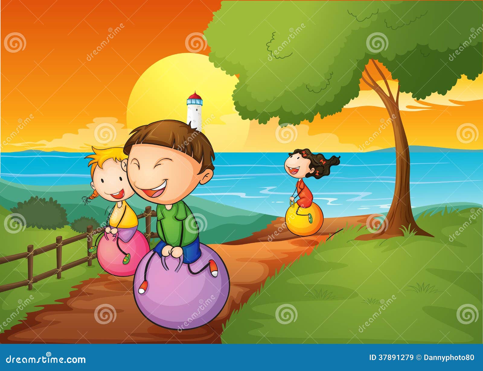 Happy Kids Playing Bouncing Balls Stock Illustrations – 9 Happy Kids ...