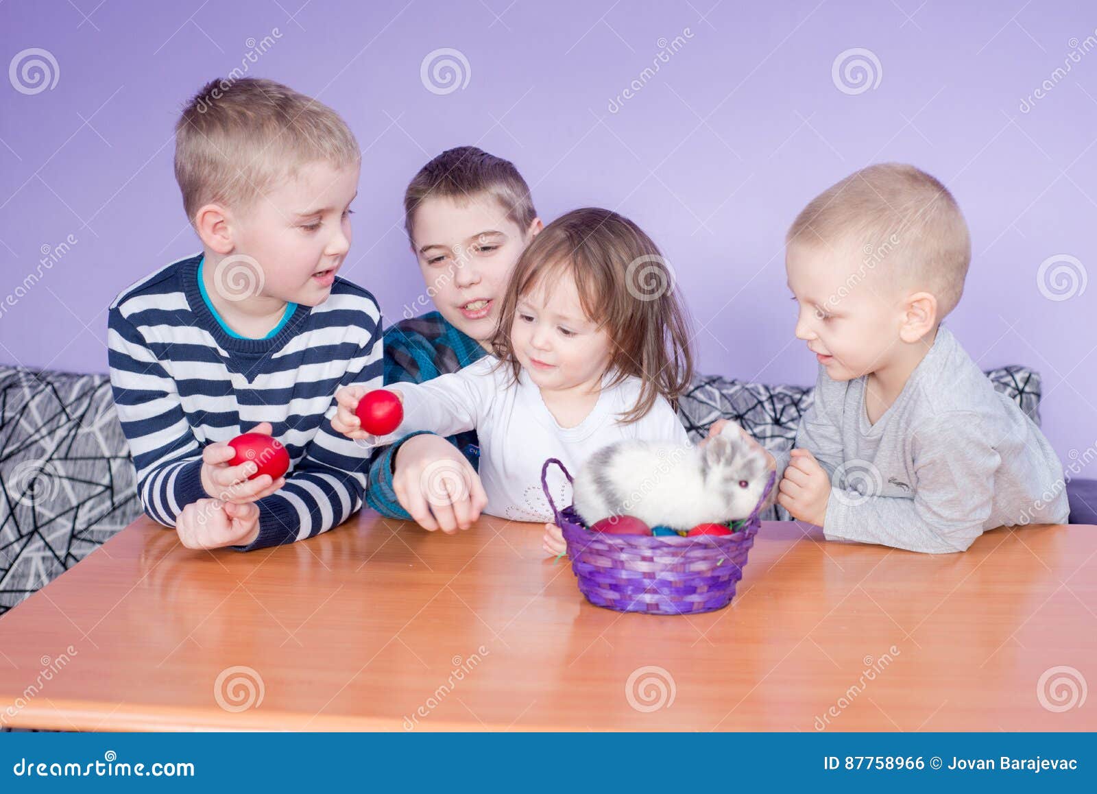 Happy Kids Playing on Easter Stock Photo - Image of eggs, animal: 87758966