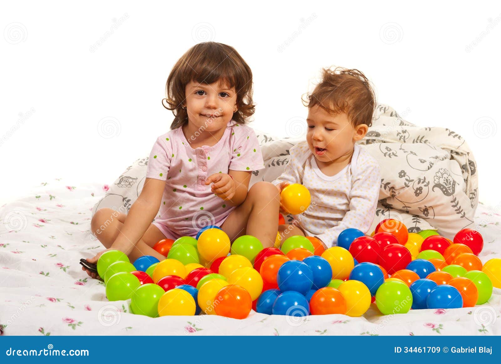 Happy Kids Playing with Many Balls Stock Image - Image of family, baby ...