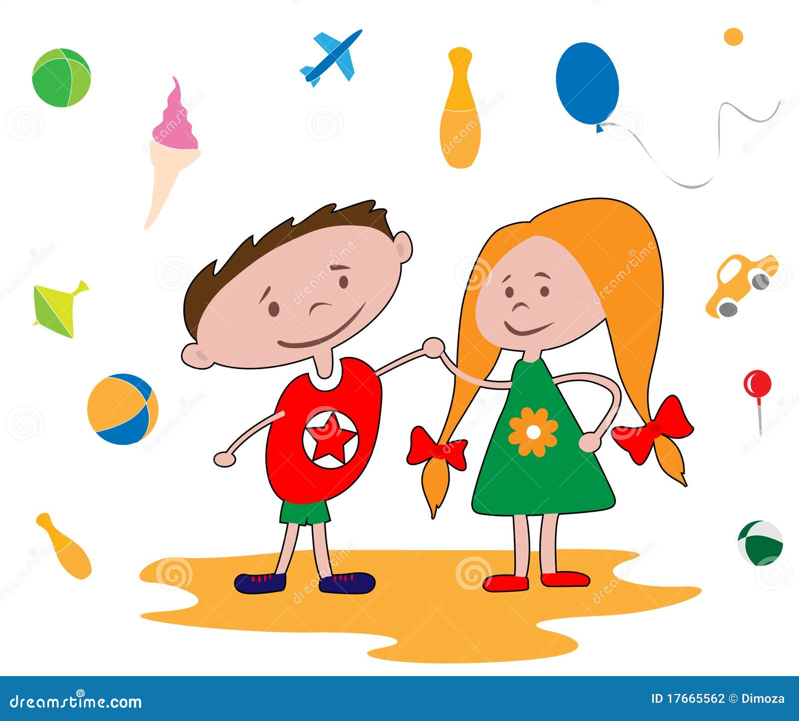 Happy Kids Playing Vector Picture. Image: 17665562