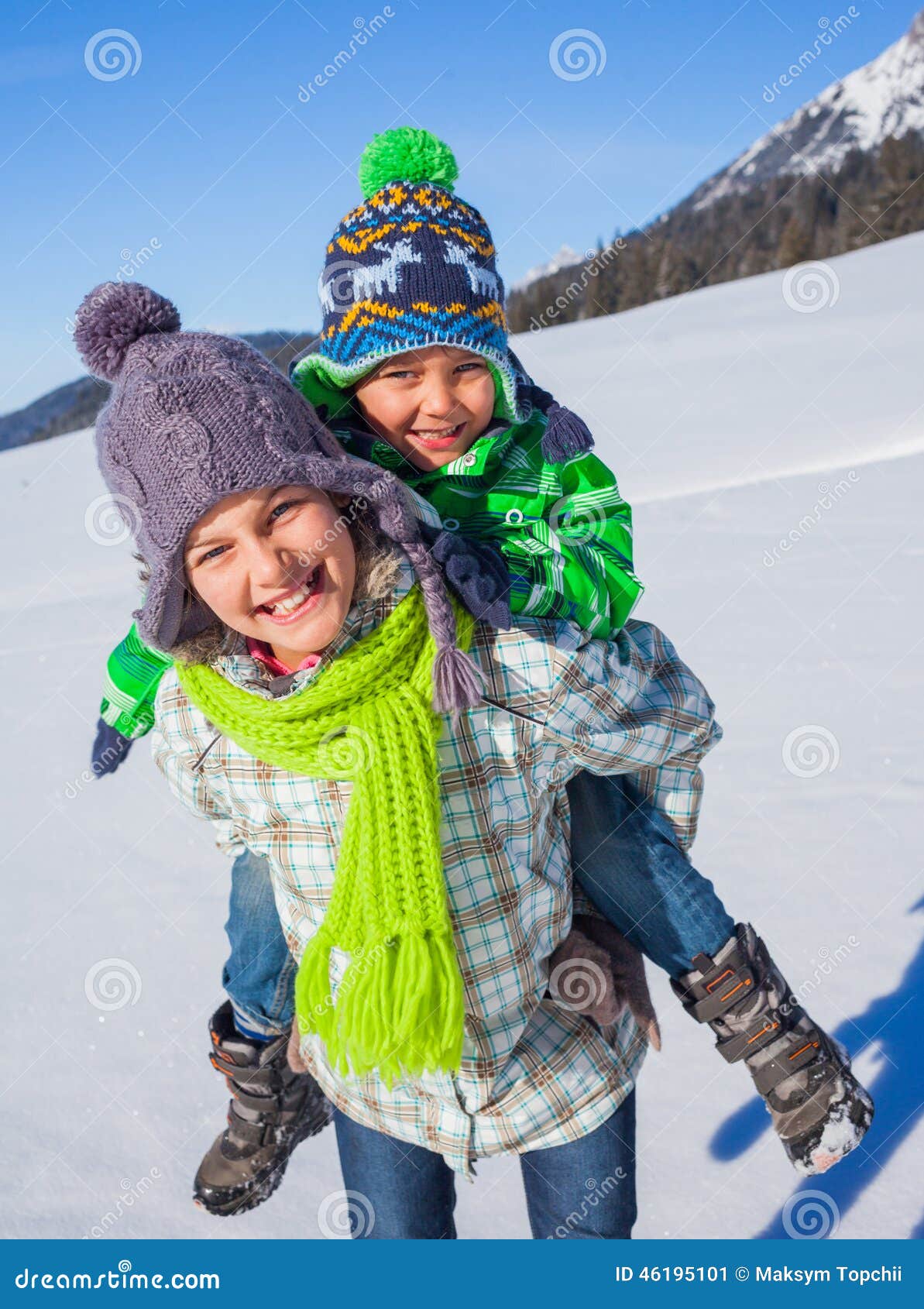 Happy kids playing winter stock image. Image of leisure - 46195101