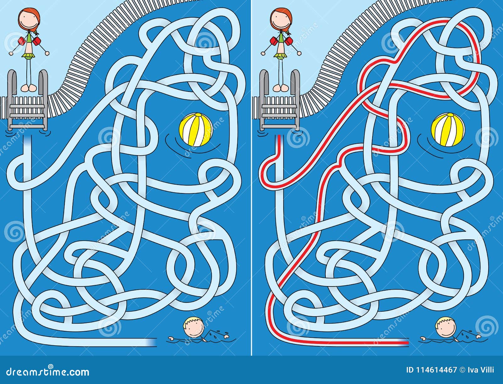 Pool maze stock vector. Illustration of maze, cartoon - 114614467