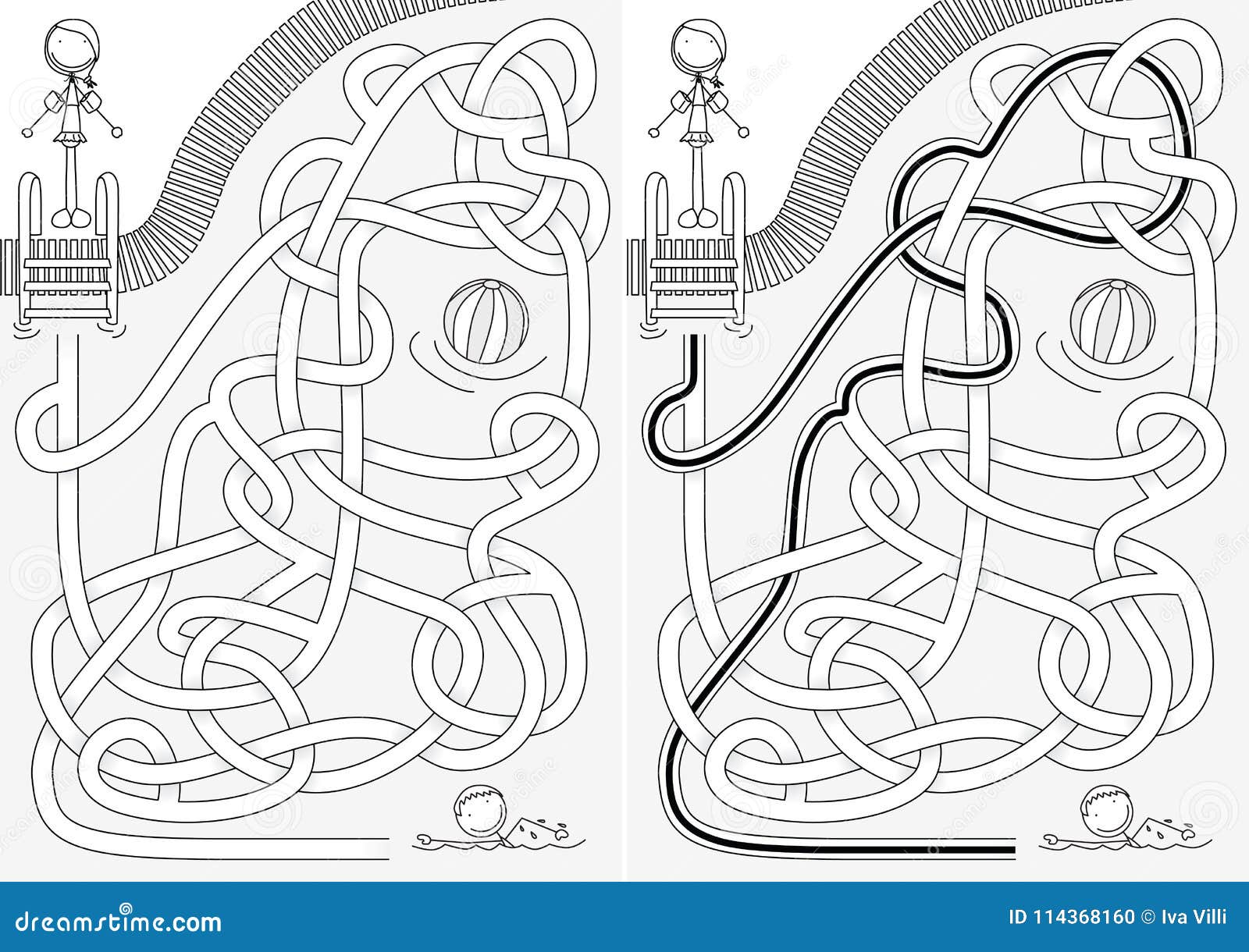 Pool maze stock vector. Illustration of kids, swimming - 114368160