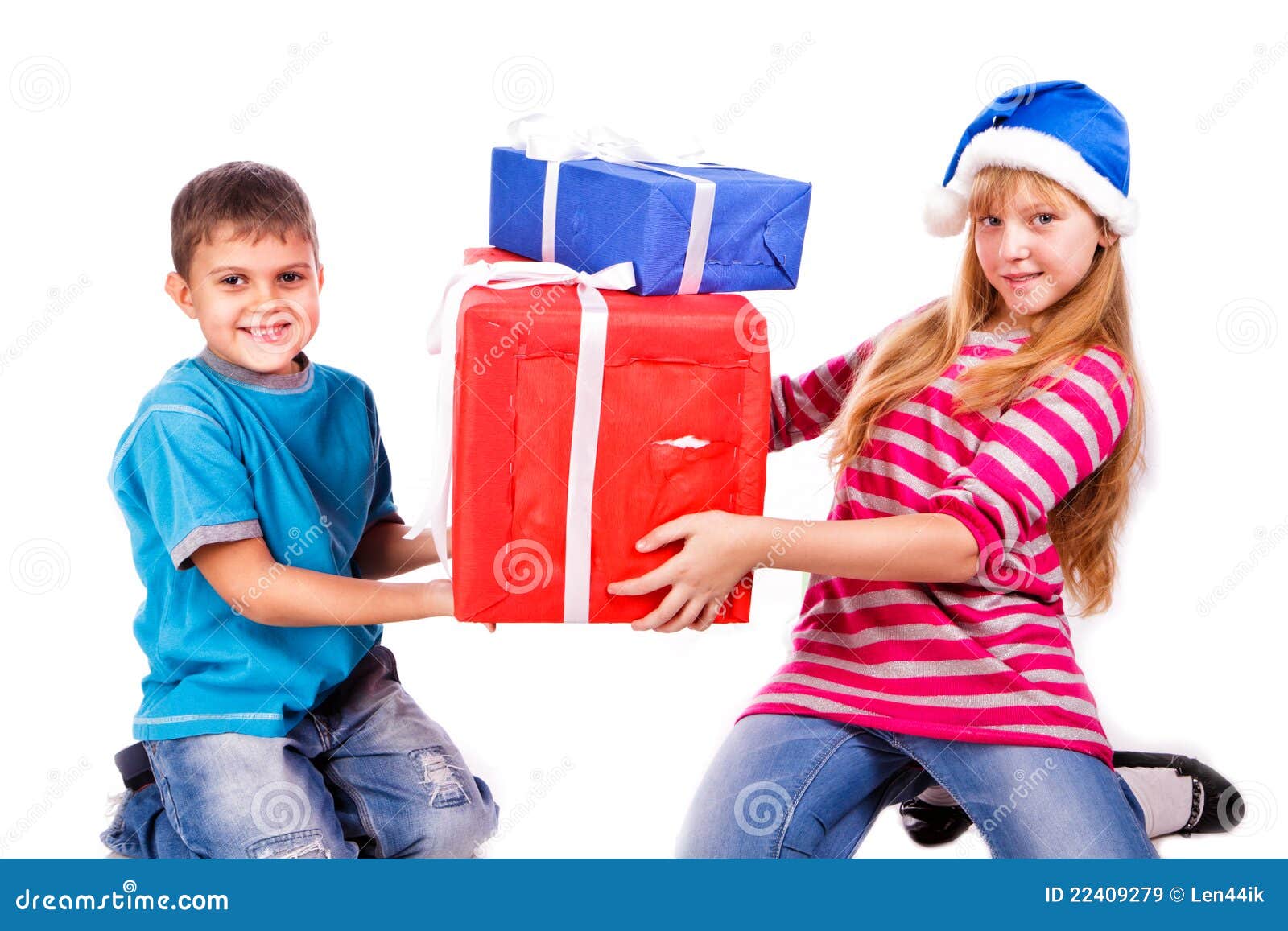 Happy Kids with Present Boxes Stock Image - Image of celebration ...