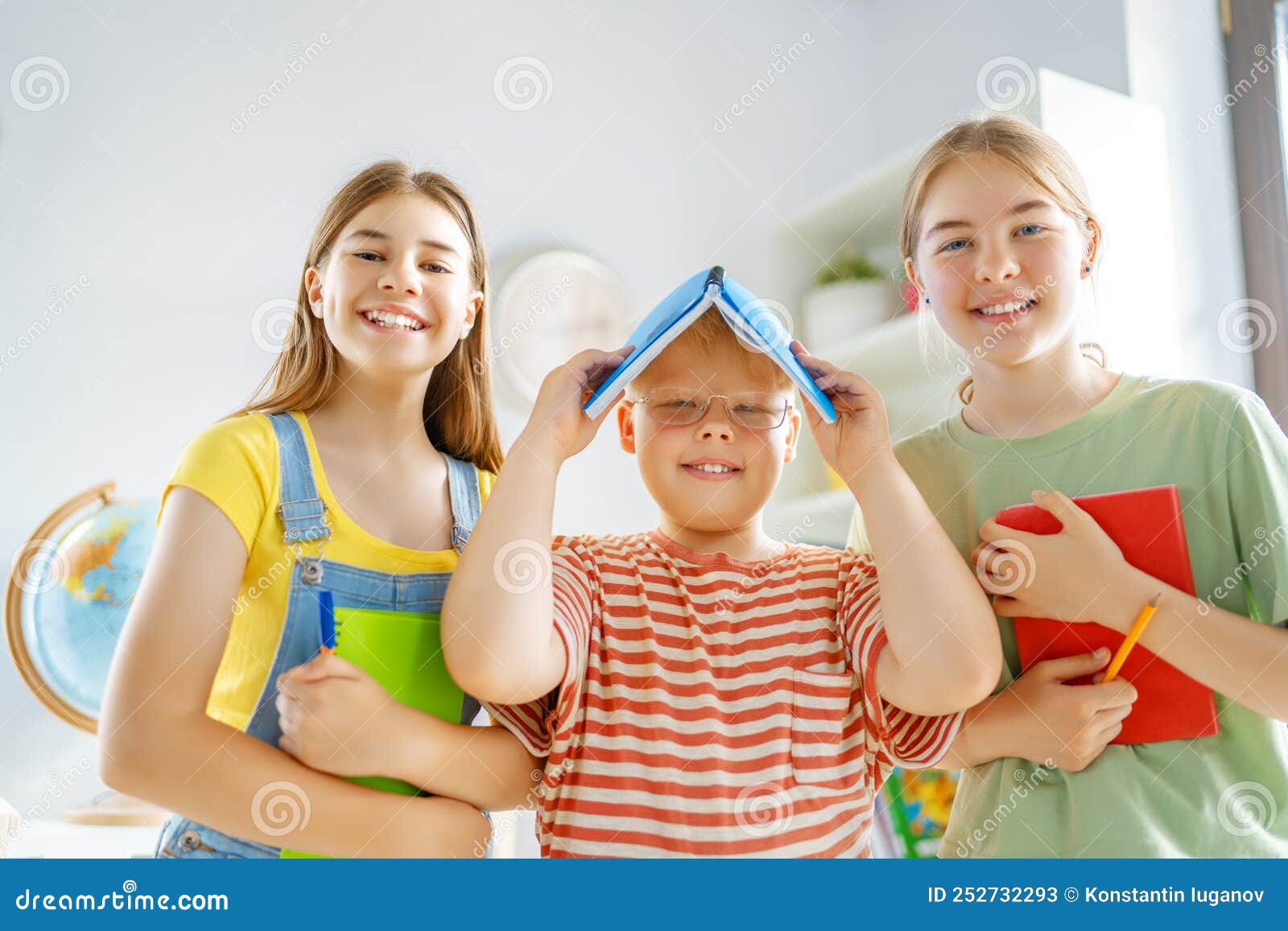 Happy kids at school stock image. Image of cute, funny - 252732293