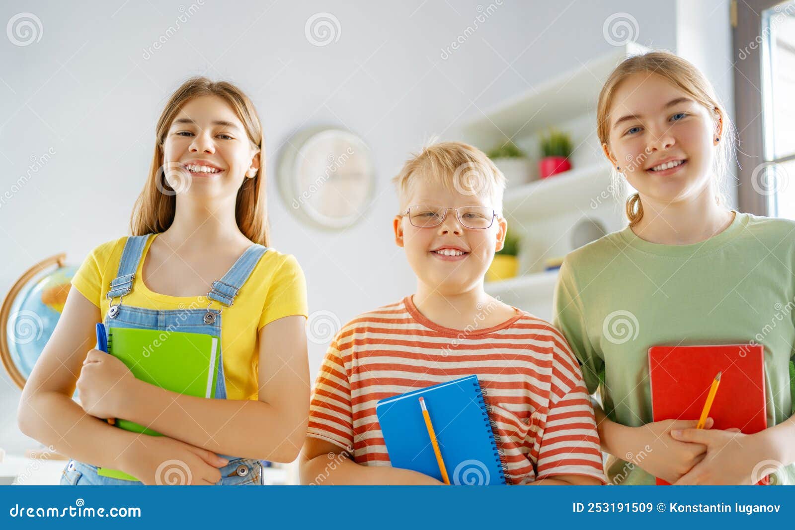 Happy kids at school stock image. Image of book, laughing - 253191509