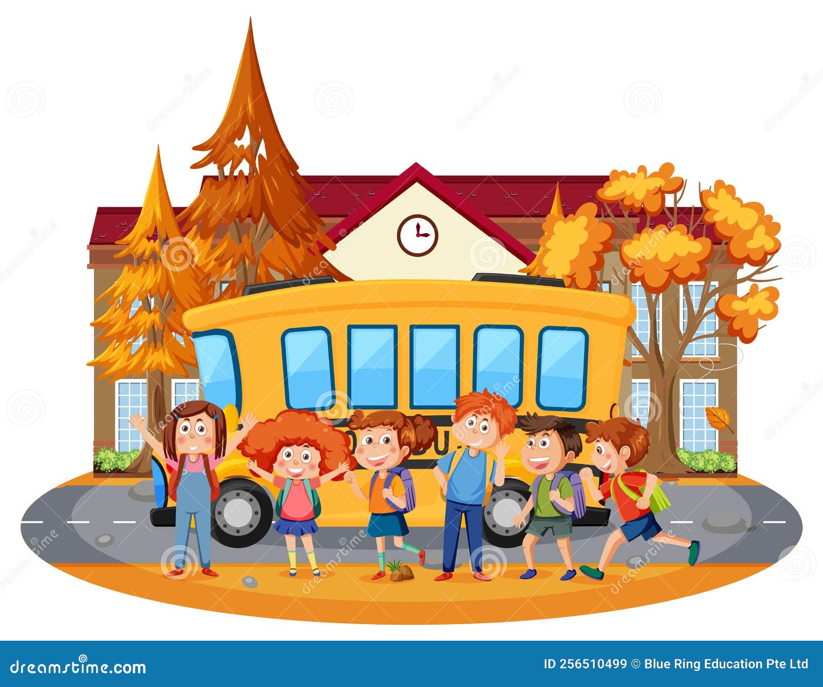 Happy kids at school stock vector. Illustration of school - 256510499