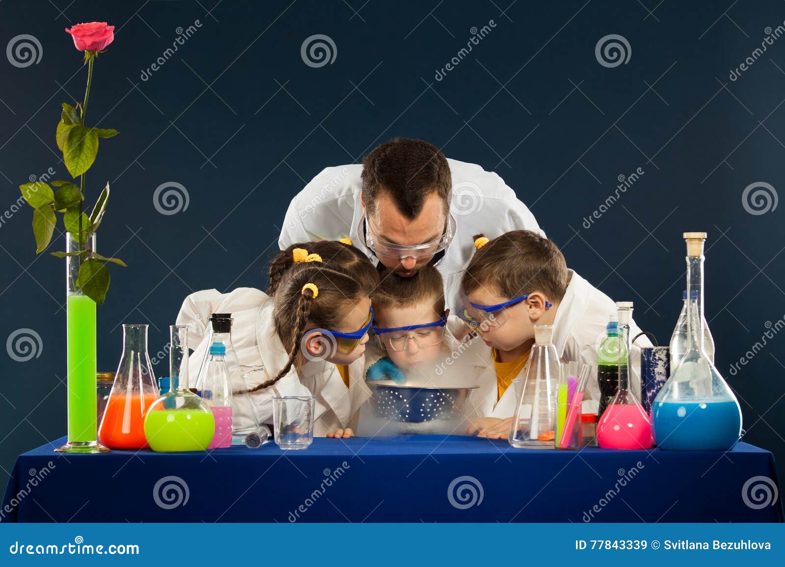 Happy Kids with Scientist Doing Science Experiments in the Laboratory ...