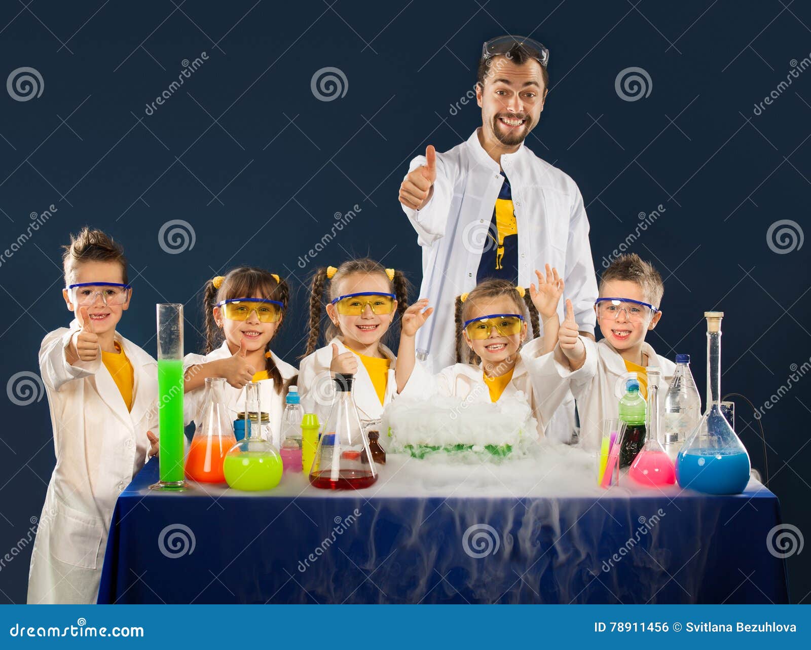 Happy Kids with Scientist Doing Science Experiments in the Laboratory ... Happy Kids with Scientist Doing Science Experiments in the Laboratory ...