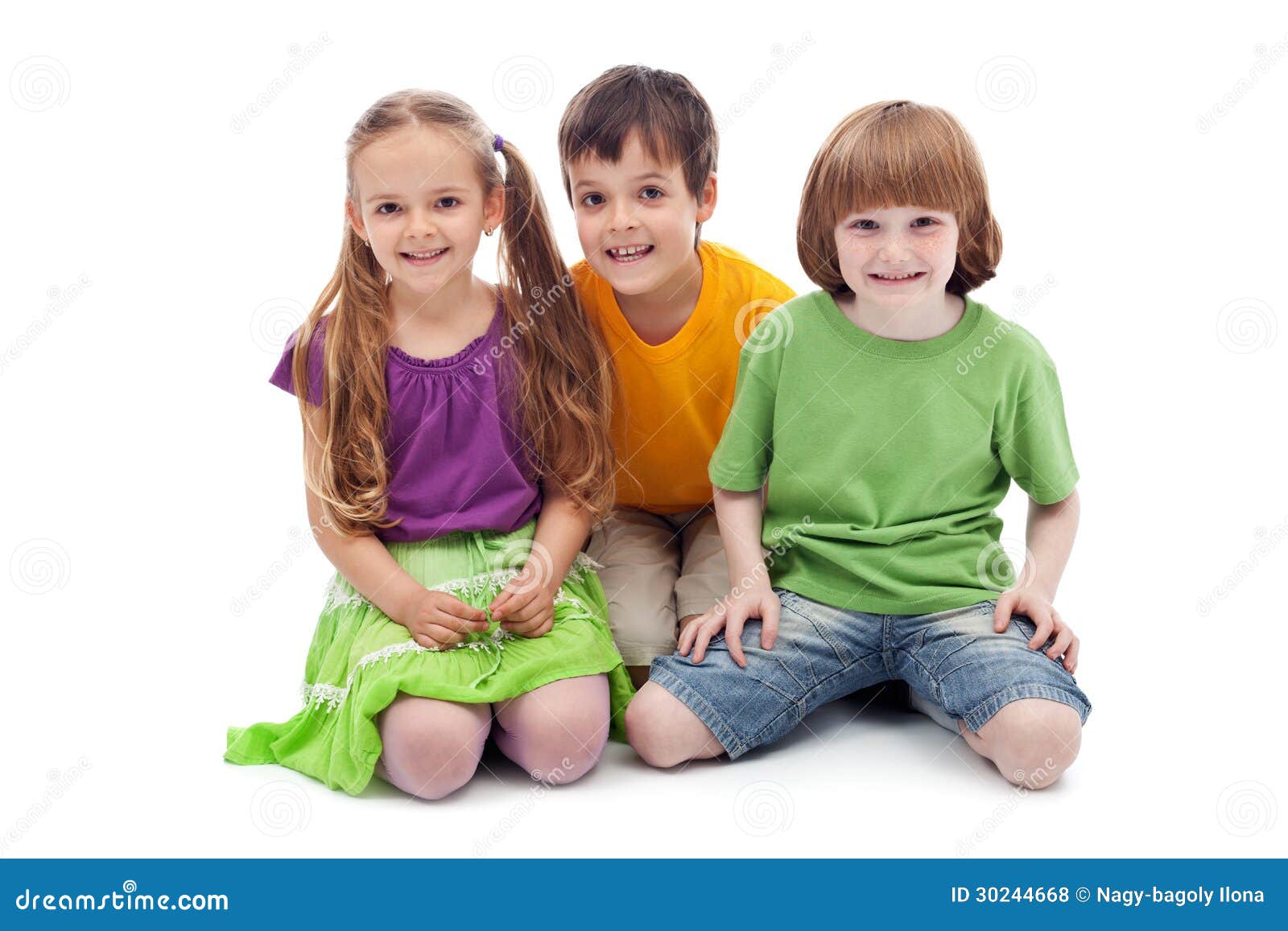 Happy Kids Sitting on the Floor Stock Photo - Image of copyspace ...