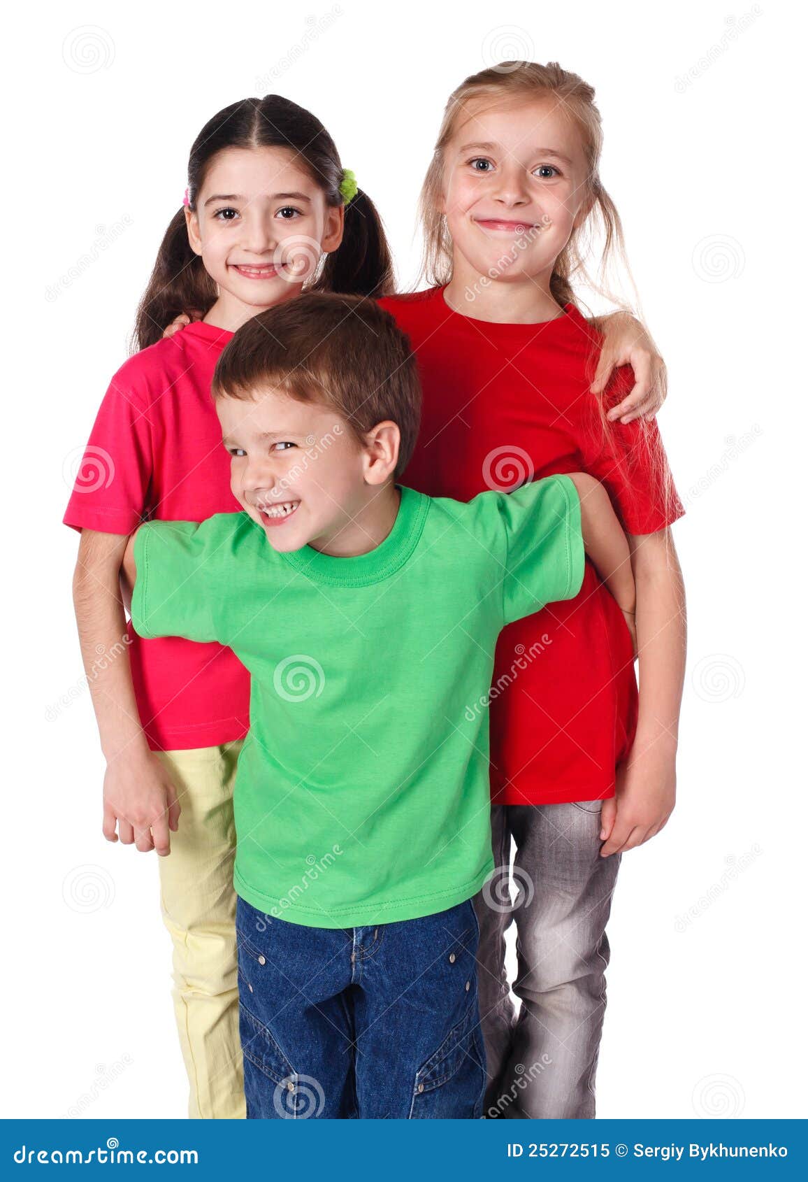 Happy Kids Standing Together Stock Image - Image of childhood, girl ...