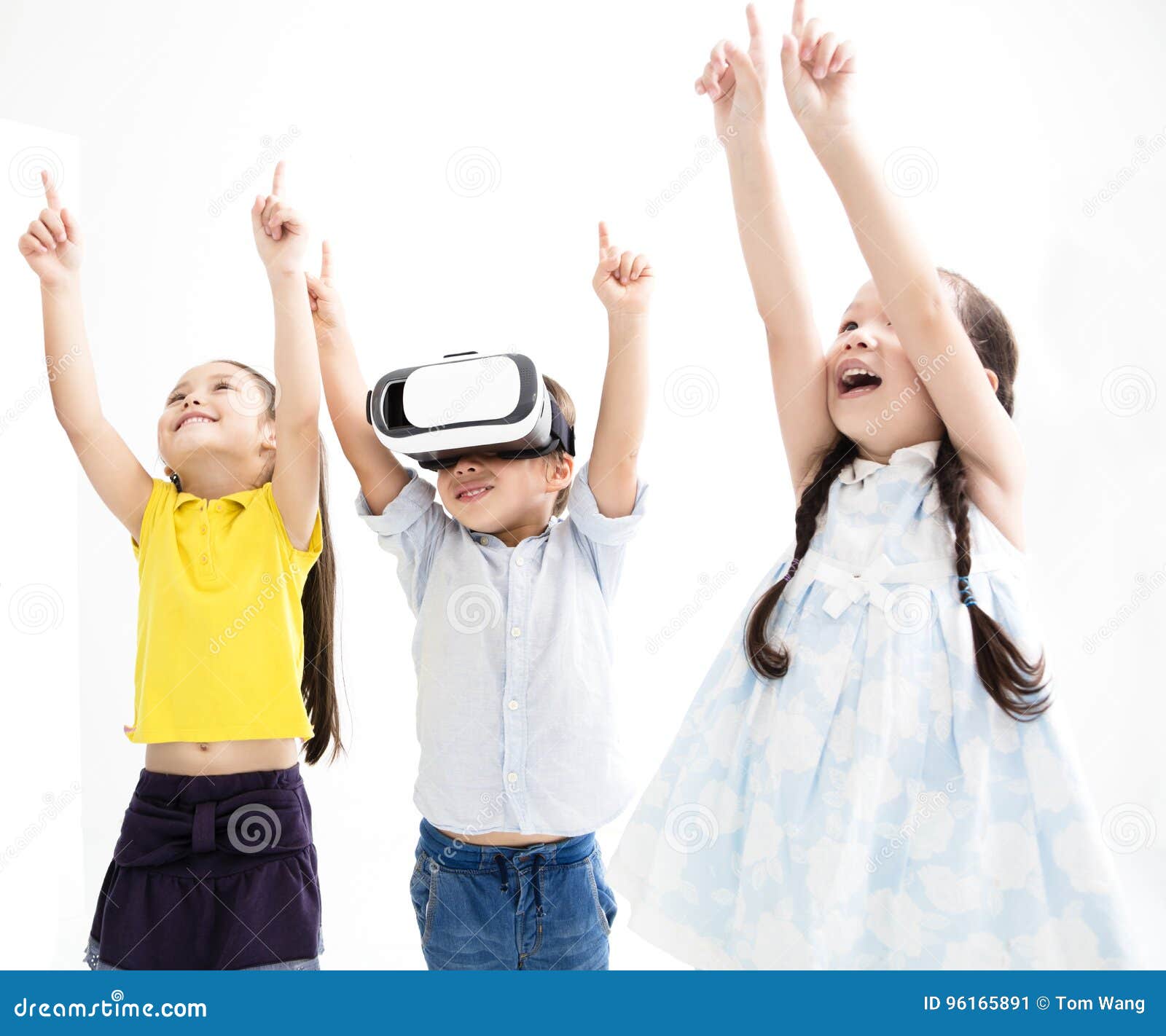 Happy Kids Using Virtual Reality Headset Stock Image - Image of little ...