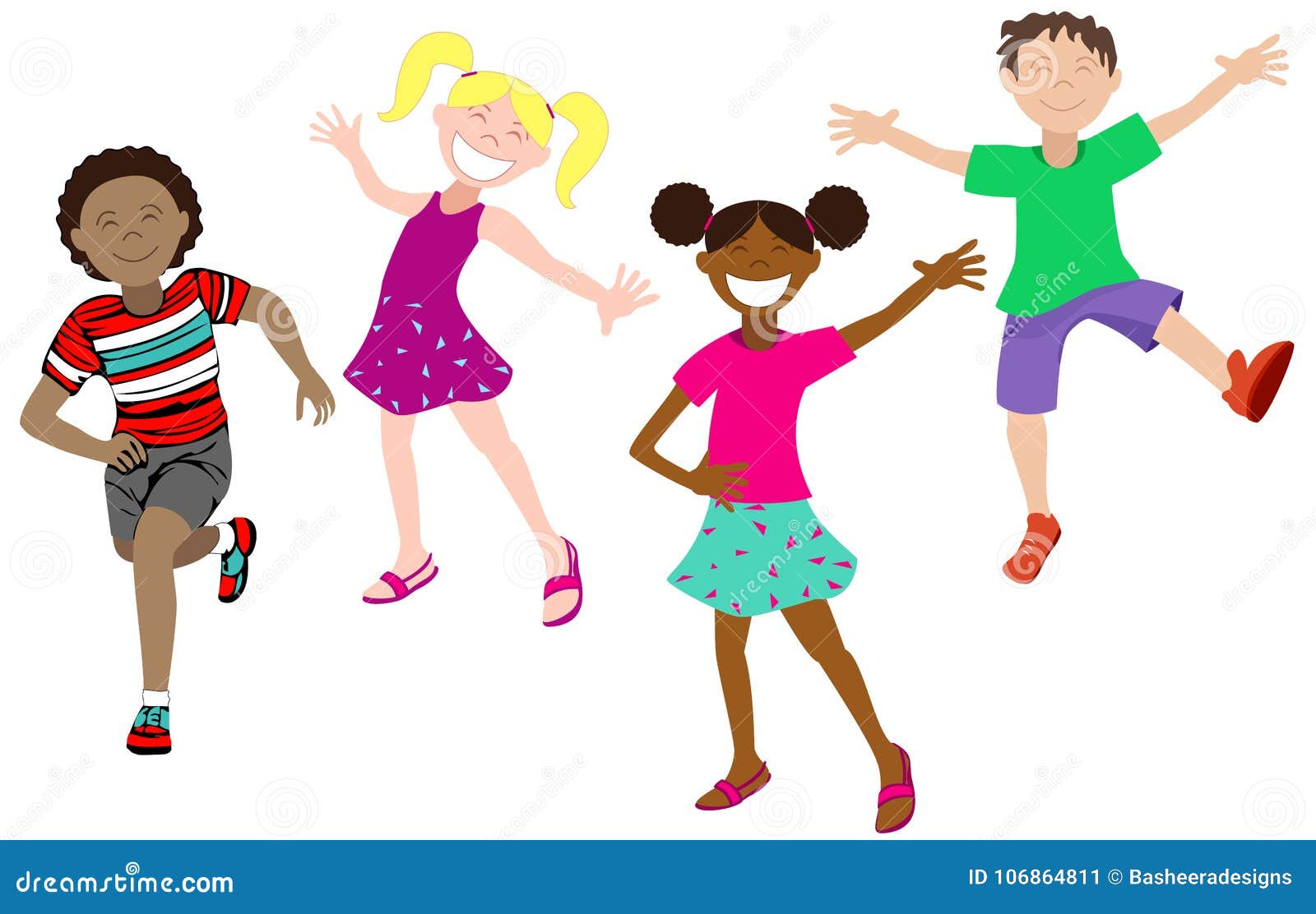 Elated Children Jumping With Joy Expressing Excitement And Happiness ...