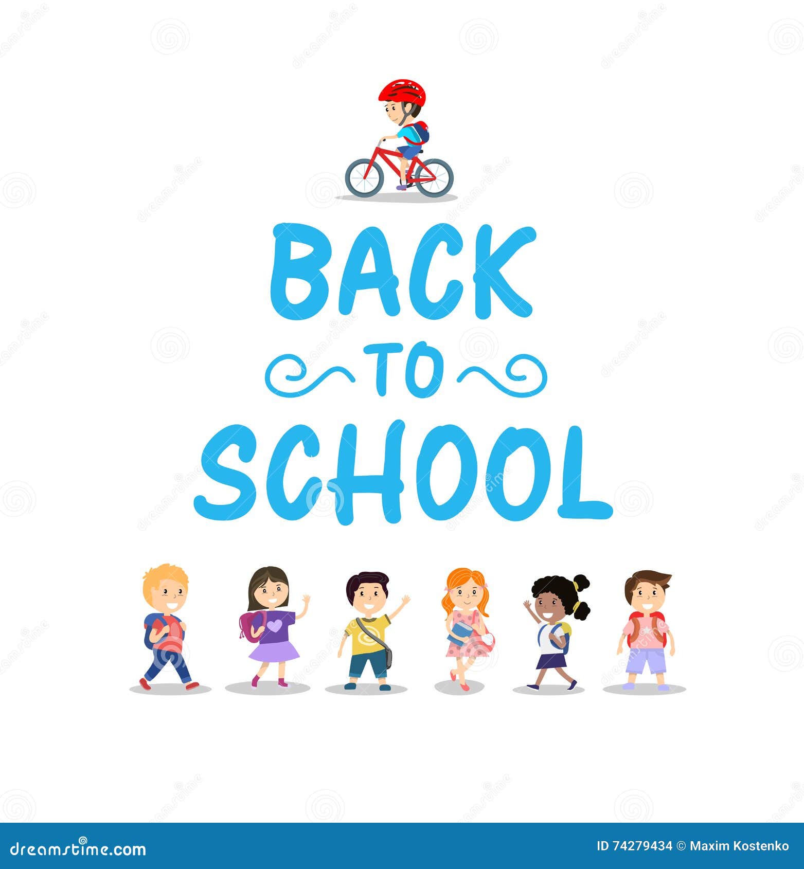 Happy Kids on White Background, Back To School Concept Stock Vector ...