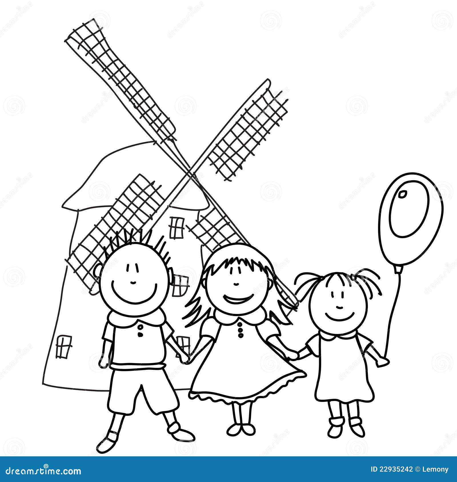 The Happy Wind Blew Hard Cartoon With White Background Royalty-Free ...